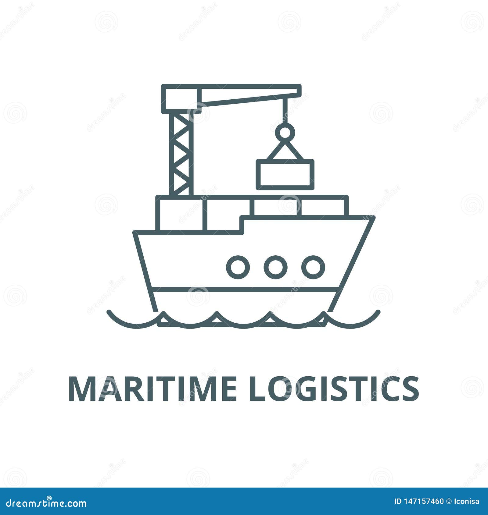 Maritime Logistics Vector Line Icon, Linear Concept, Outline Sign ...
