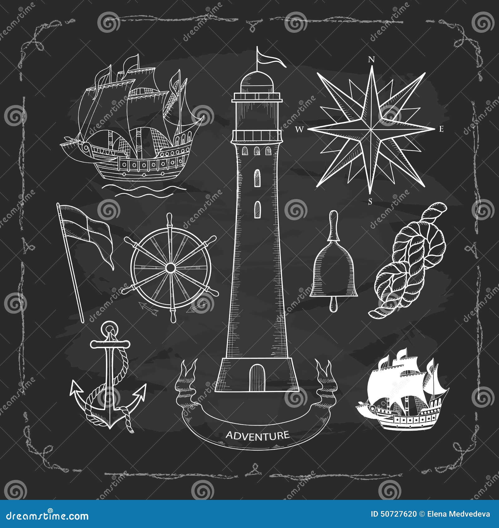 Maritime maps stock vector. Illustration of fish, anchor - 50727620