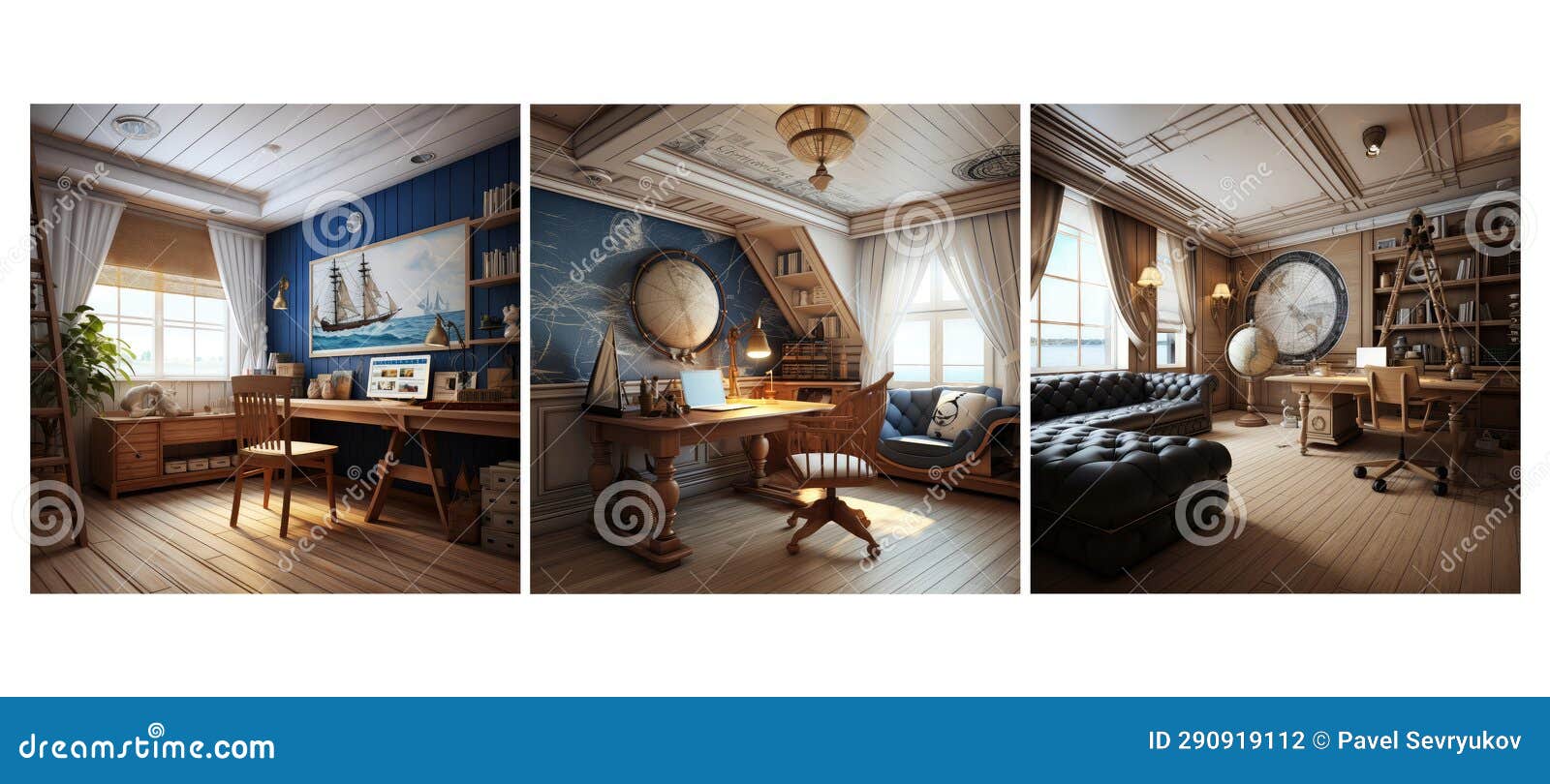 Maritime Nautical Study Room Interior Design Ai Generated Stock Photo ...