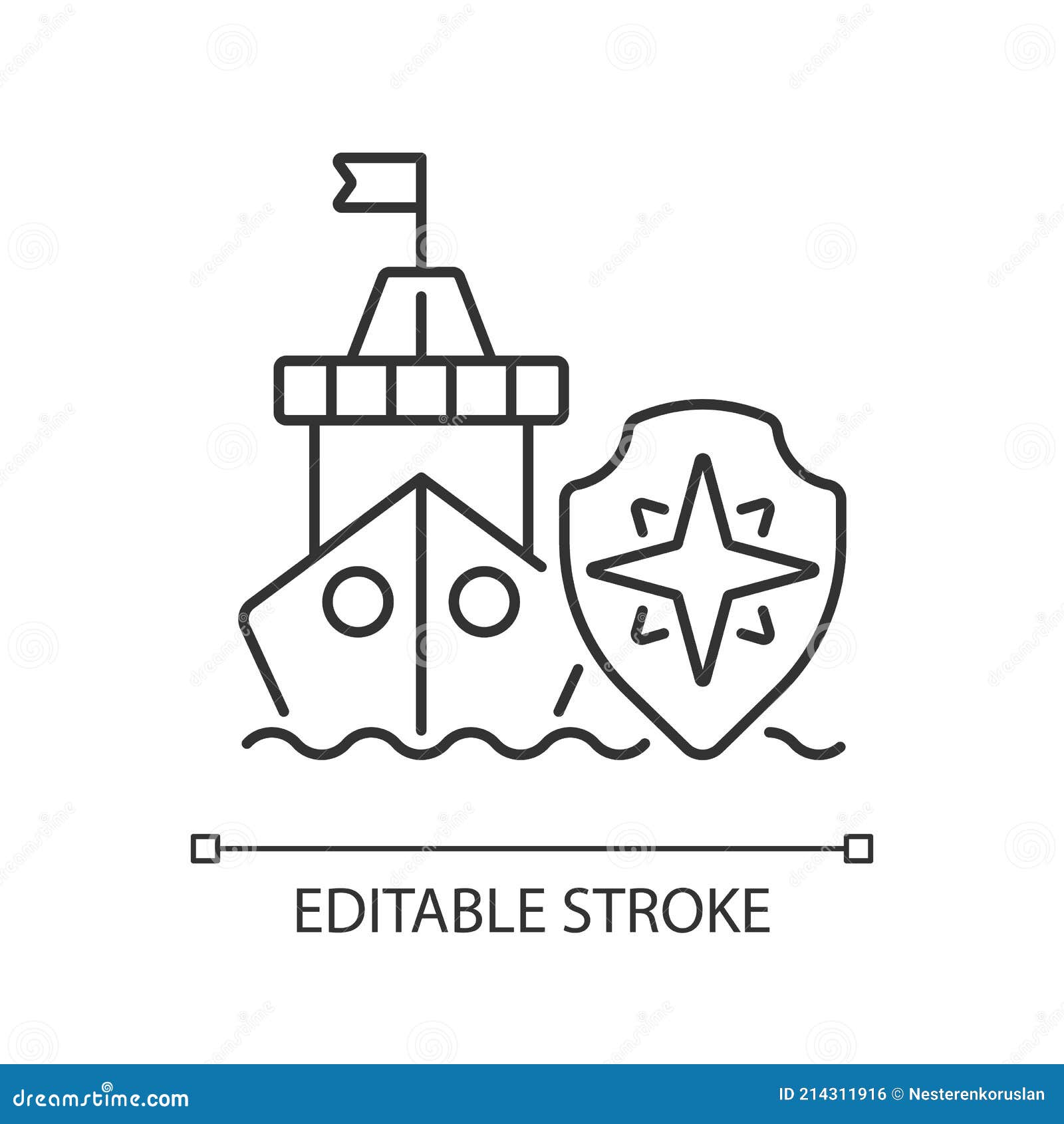 Maritime Security Linear Icon Stock Vector - Illustration of guard ...