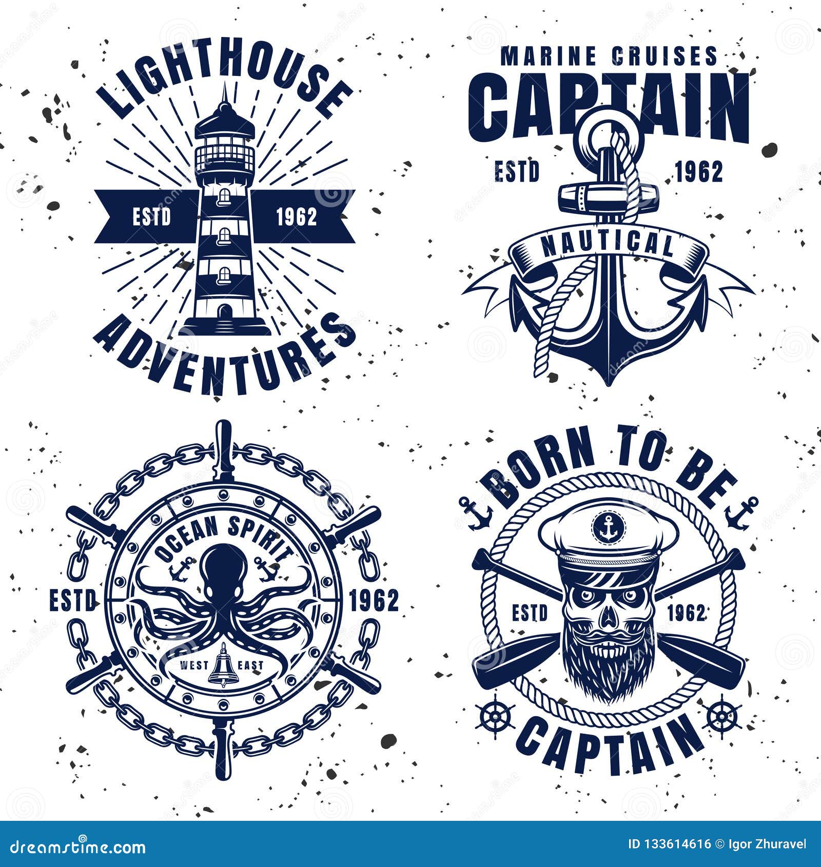 Maritime Set Vector Emblems in Vintage Style Stock Vector ...