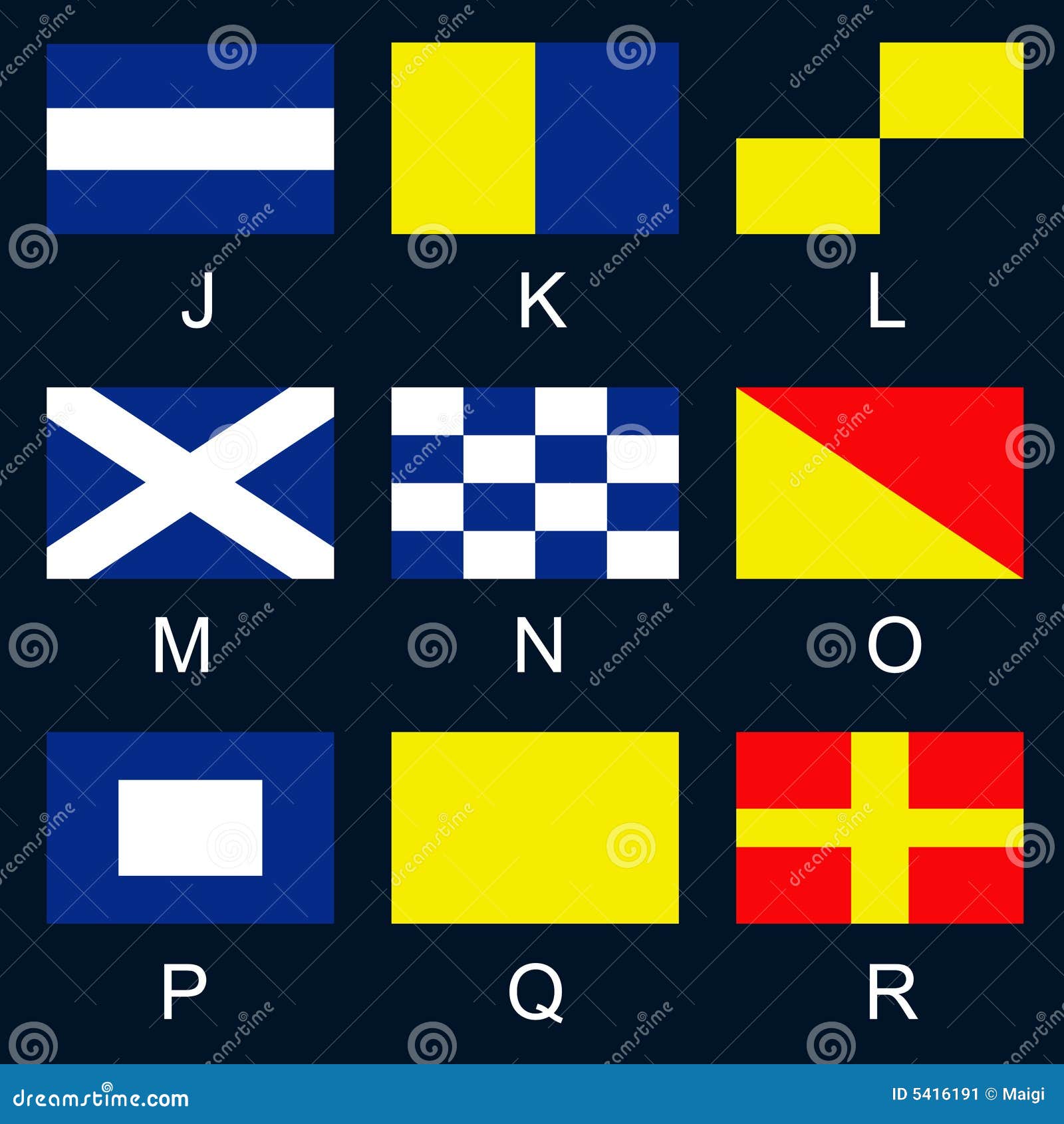 Maritime signal flags J-R stock vector. Illustration of code - 5416191
