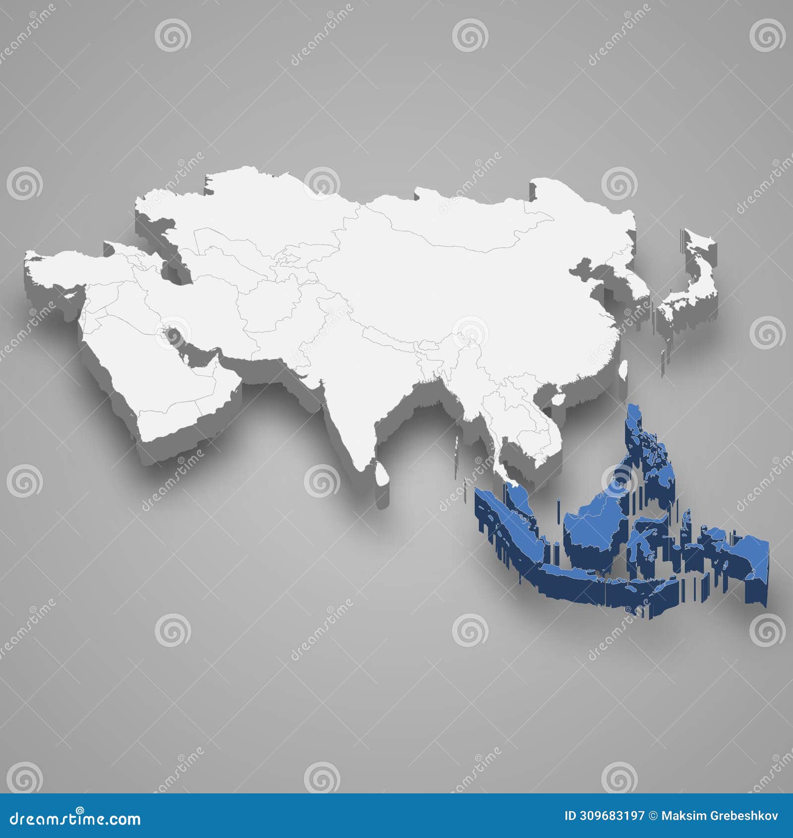 Maritime Southeast Asia Location within Asia 3d Map Stock Vector ...