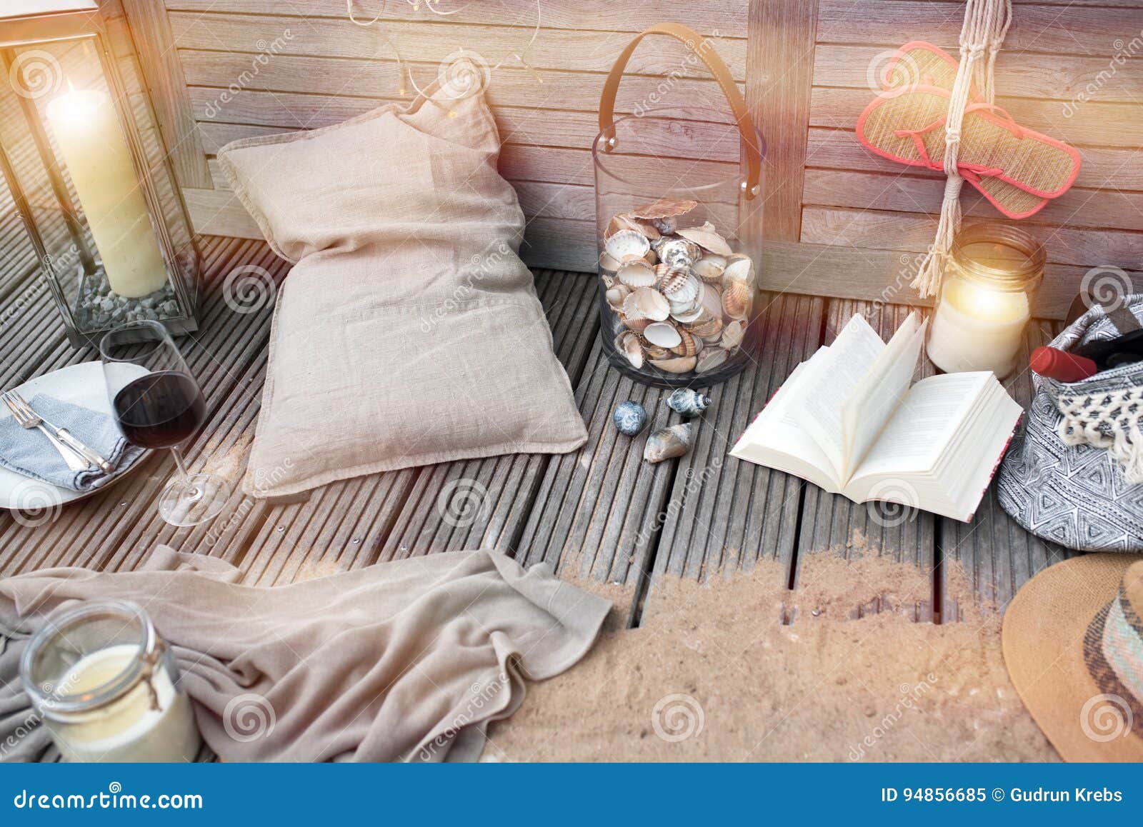 Maritime Still Life on a Wooden Terrace Stock Image - Image of card ...