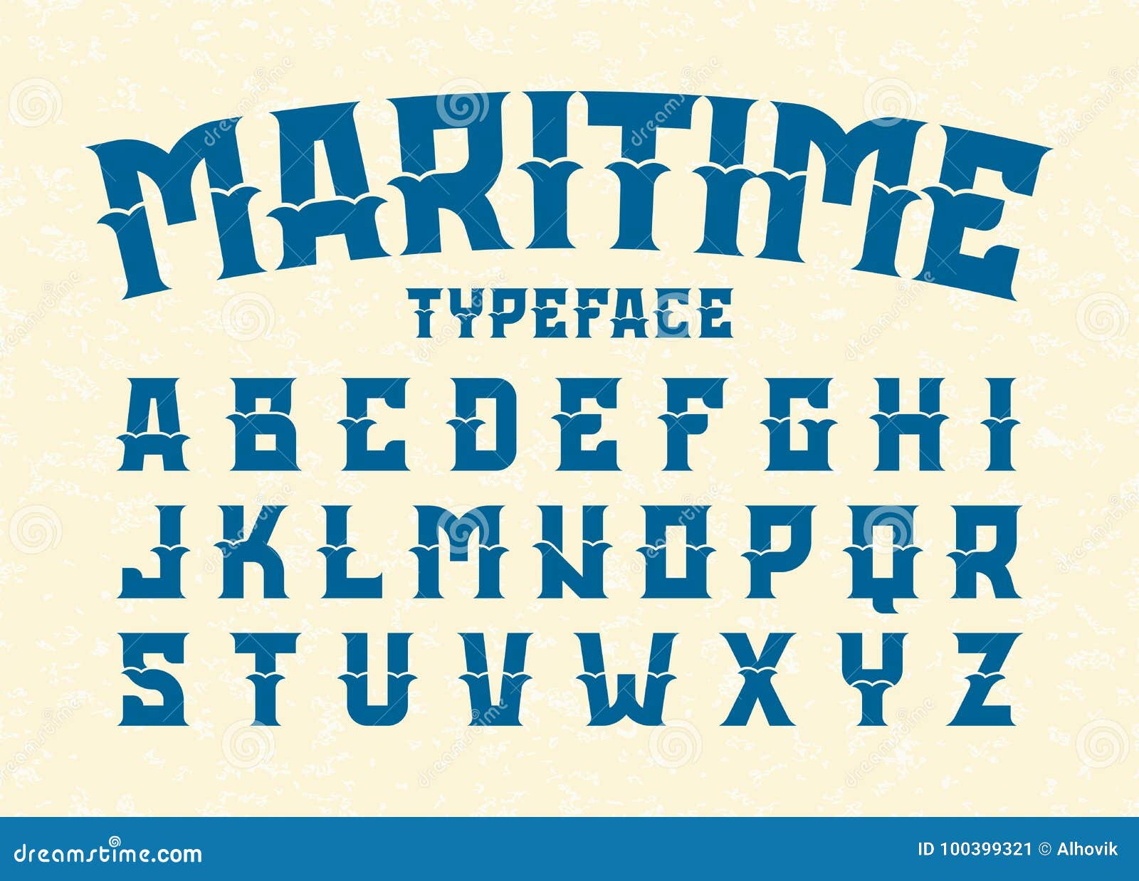 Maritime style typeface stock vector. Illustration of sailor - 100399321