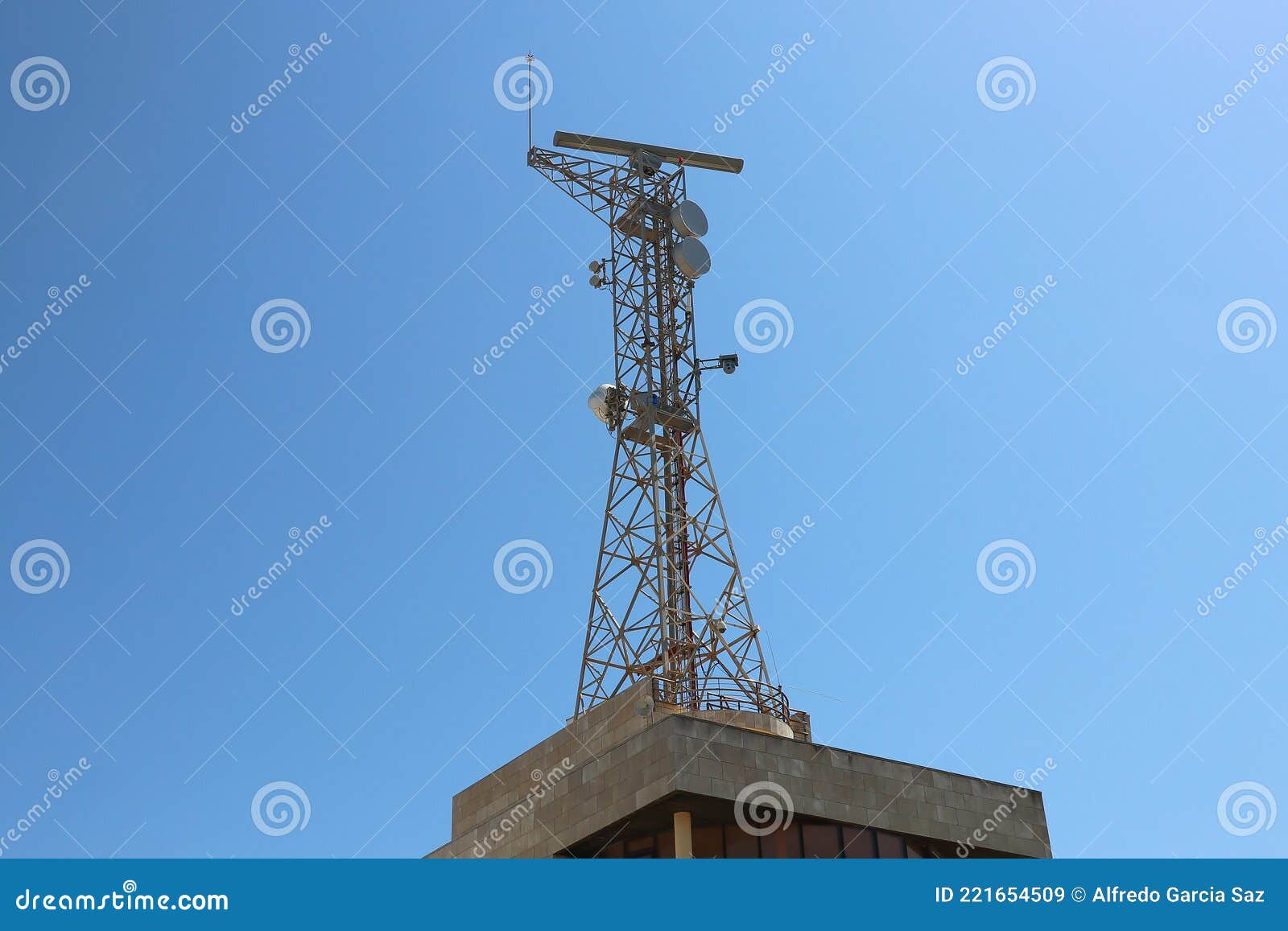 Maritime Telecommunications Antenna and Port Surveillance Stock Image ...