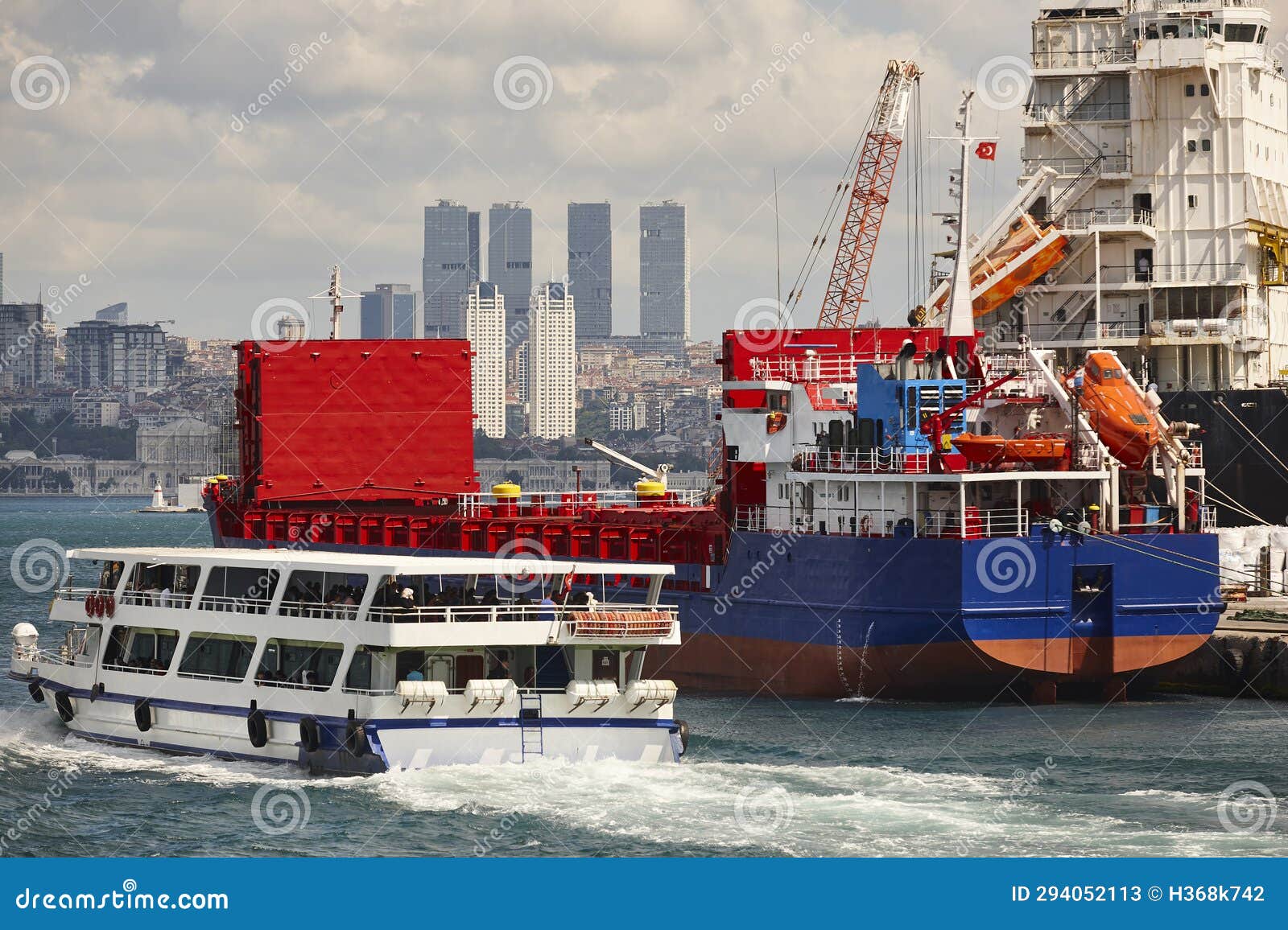 Maritime Traffic at the Bosphorus Strait in Istanbul. Transportation ...
