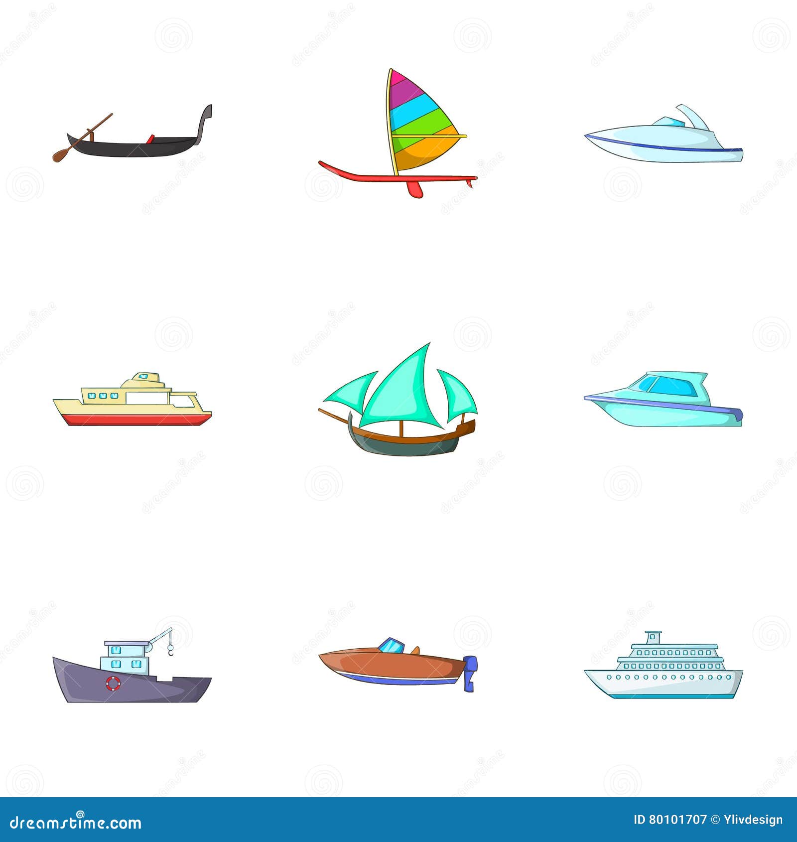 Maritime Transport Icons Set, Cartoon Style Stock Vector - Illustration ...