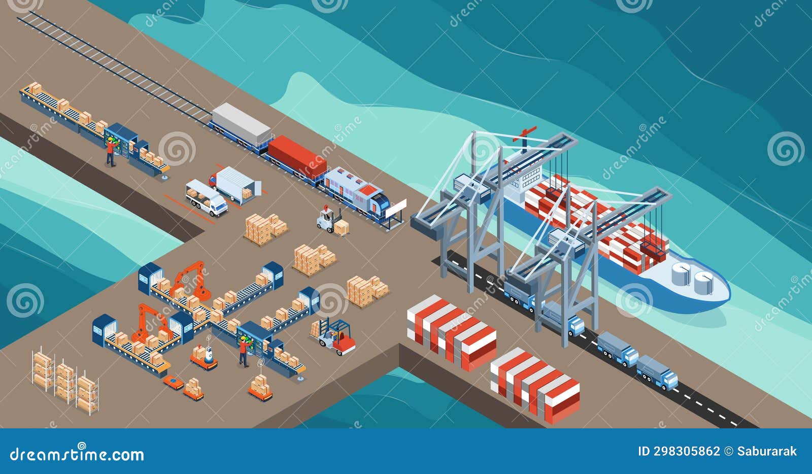 Maritime Transport Logistics with Steel Container Loading on Industrial ...