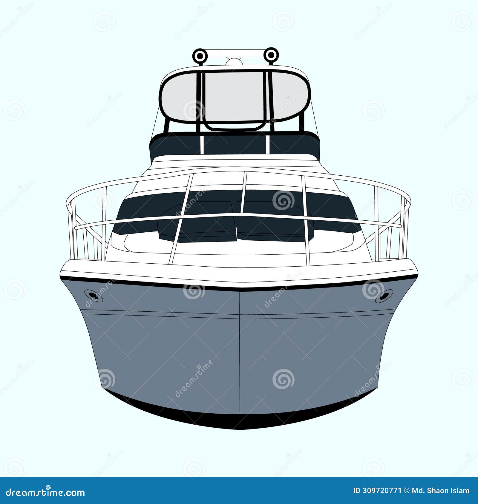 A Maritime Vessel is Depicted in High-quality Vector Form in the Front ...