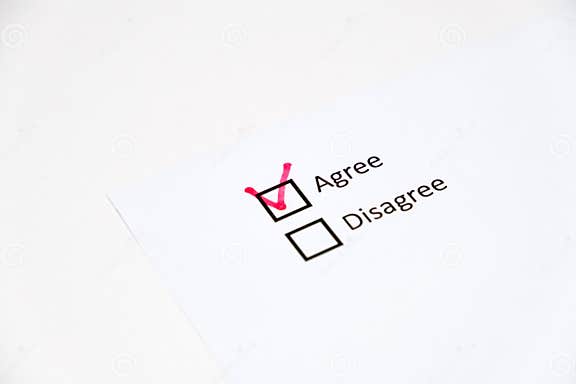 Mark Agree Checkbox with Red on Checklist on White Paper Stock Image ...