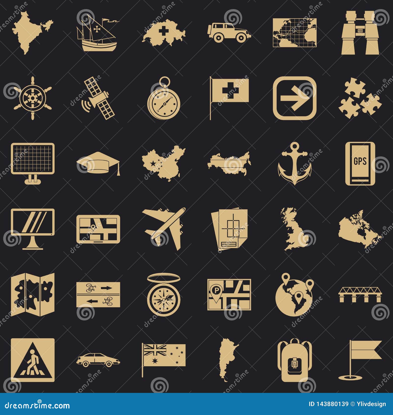 Mark Cartography Icons Set, Simple Style Stock Vector - Illustration of ...