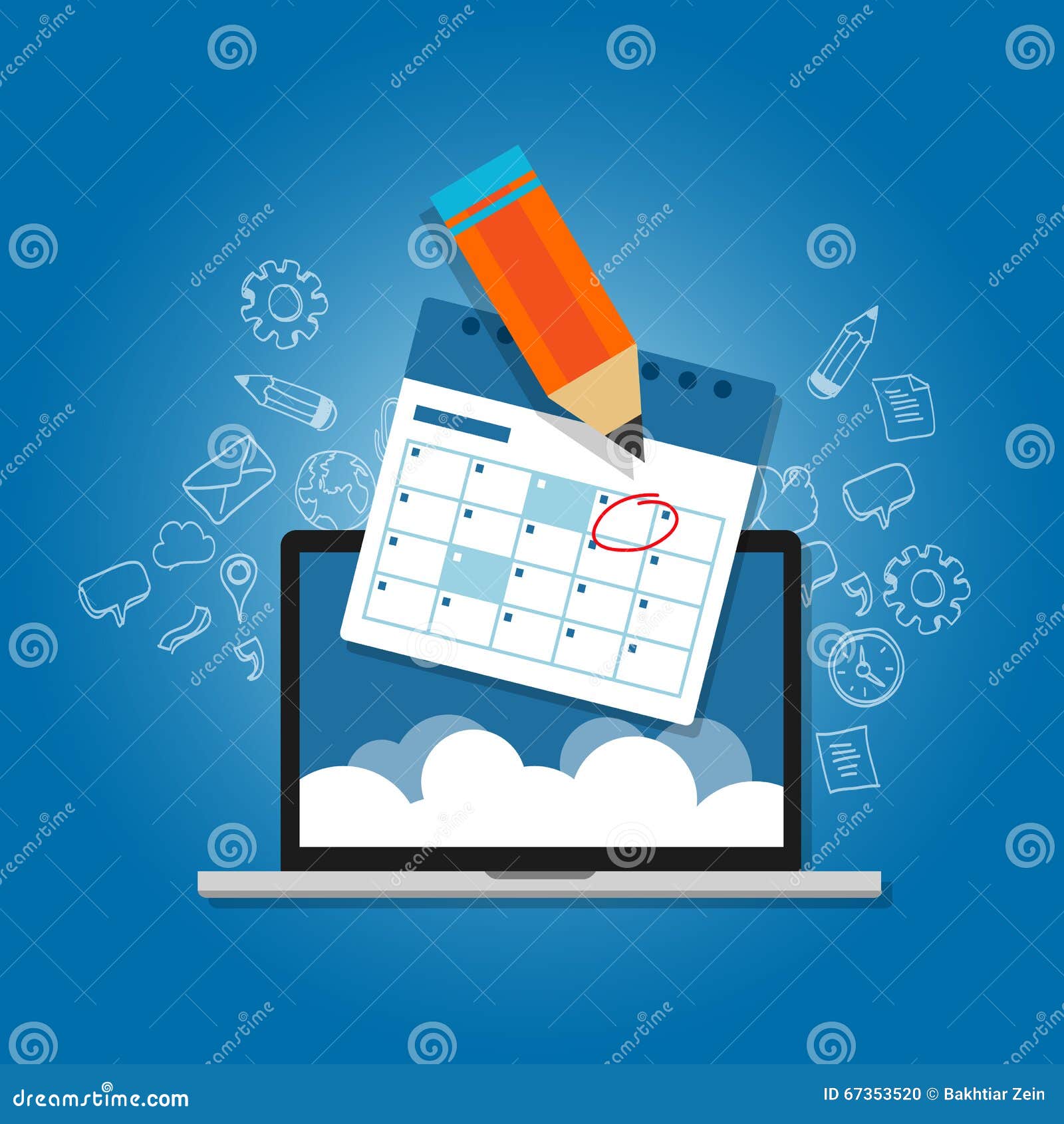 Mark Circle Your Calendar Agenda Online Cloud Planning Laptop Stock ...