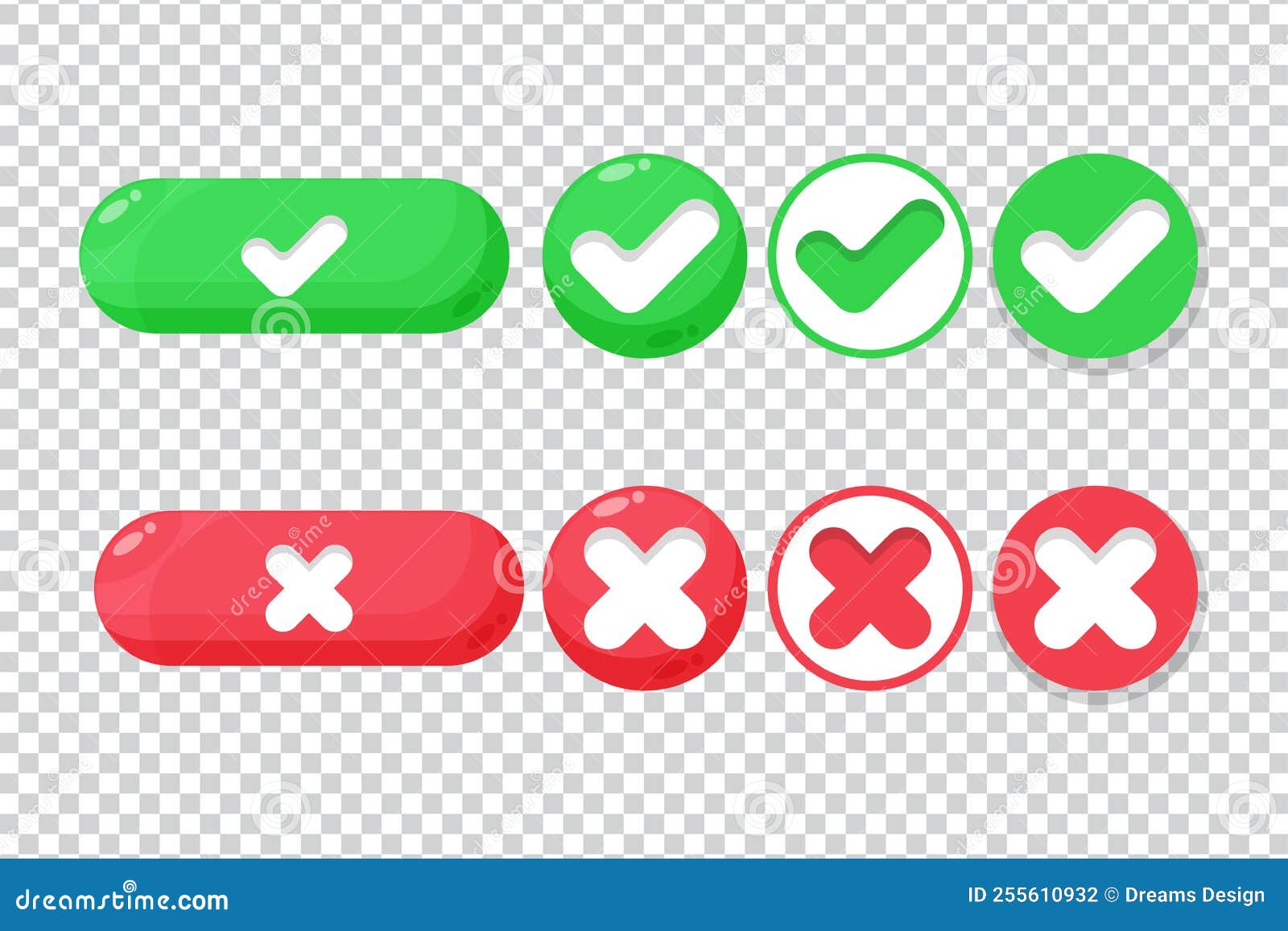 Mark and Cross Buttons Set on Blank Background Stock Vector ...