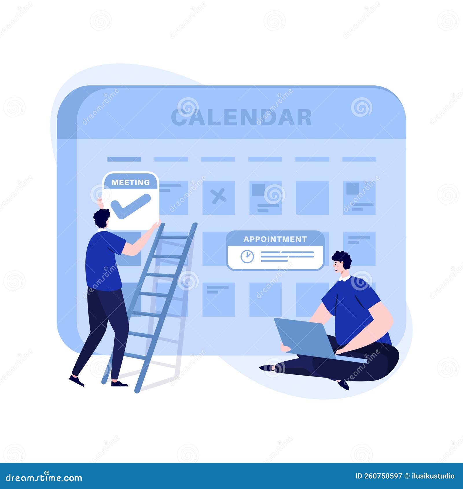 Mark Date on Calendar Teamwork Illustration Stock Vector - Illustration of memo, banner: 260750597