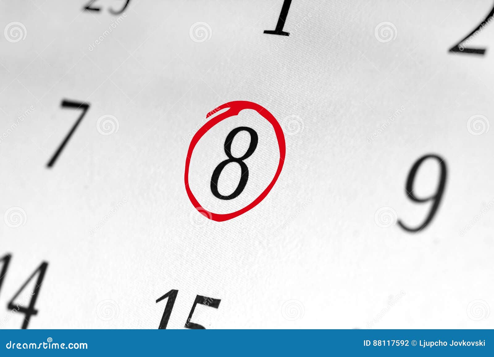 Mark the date number 8 stock photo. Image of concept - 88117592