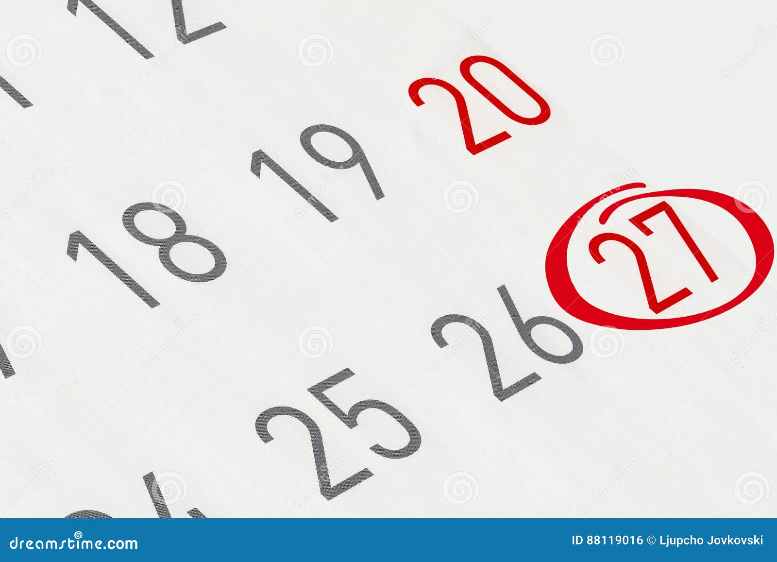 Mark the date number 27 stock photo. Image of closeup - 88119016