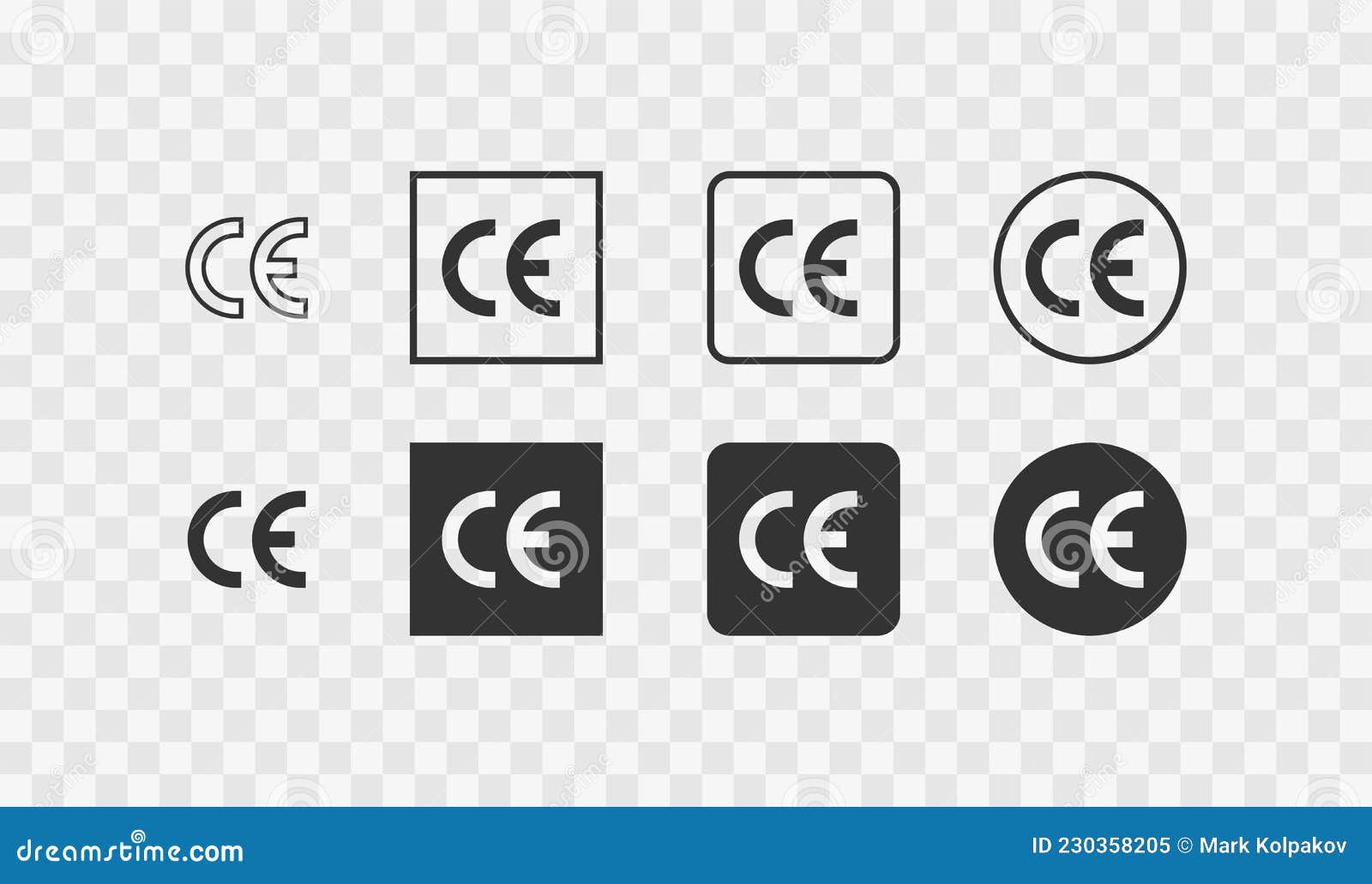 Mark Euro CE Set Icon. European Certificate Editorial Image ...