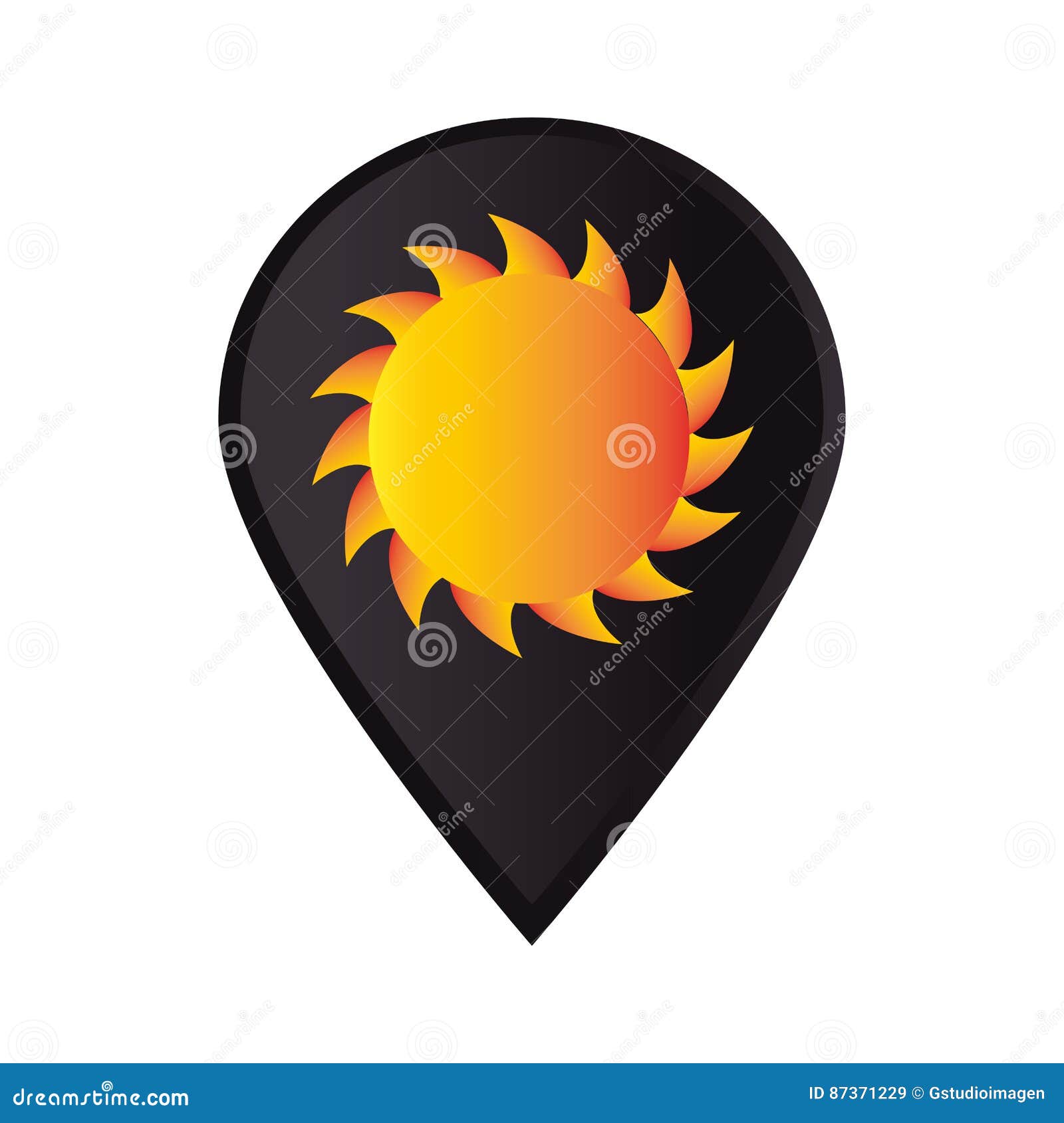 Mark Icon Pointer Gps with Sun Stock Vector - Illustration of ...