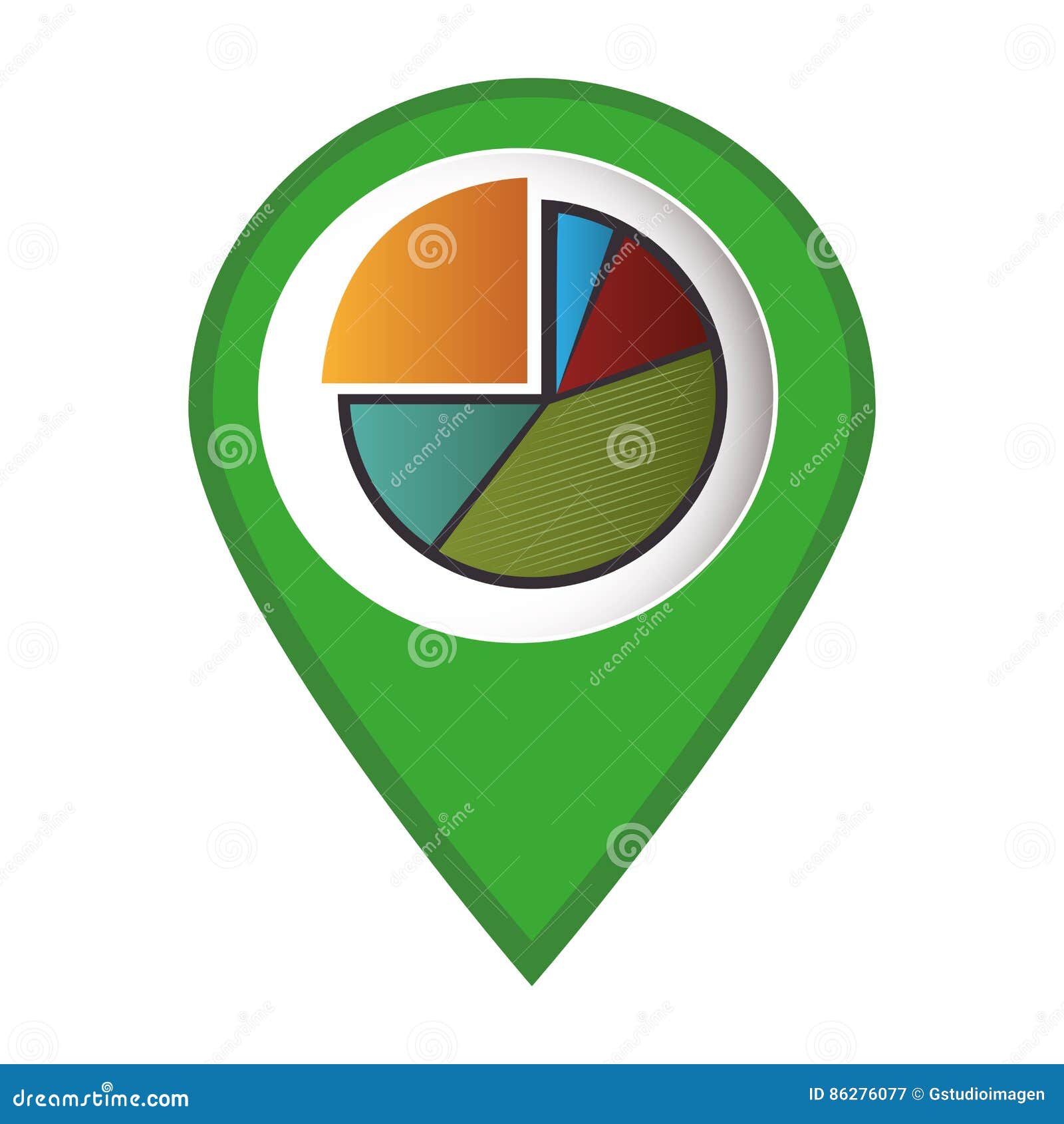 Mark Icon Pointer with Pie Chart Graphic Stock Vector - Illustration of ...