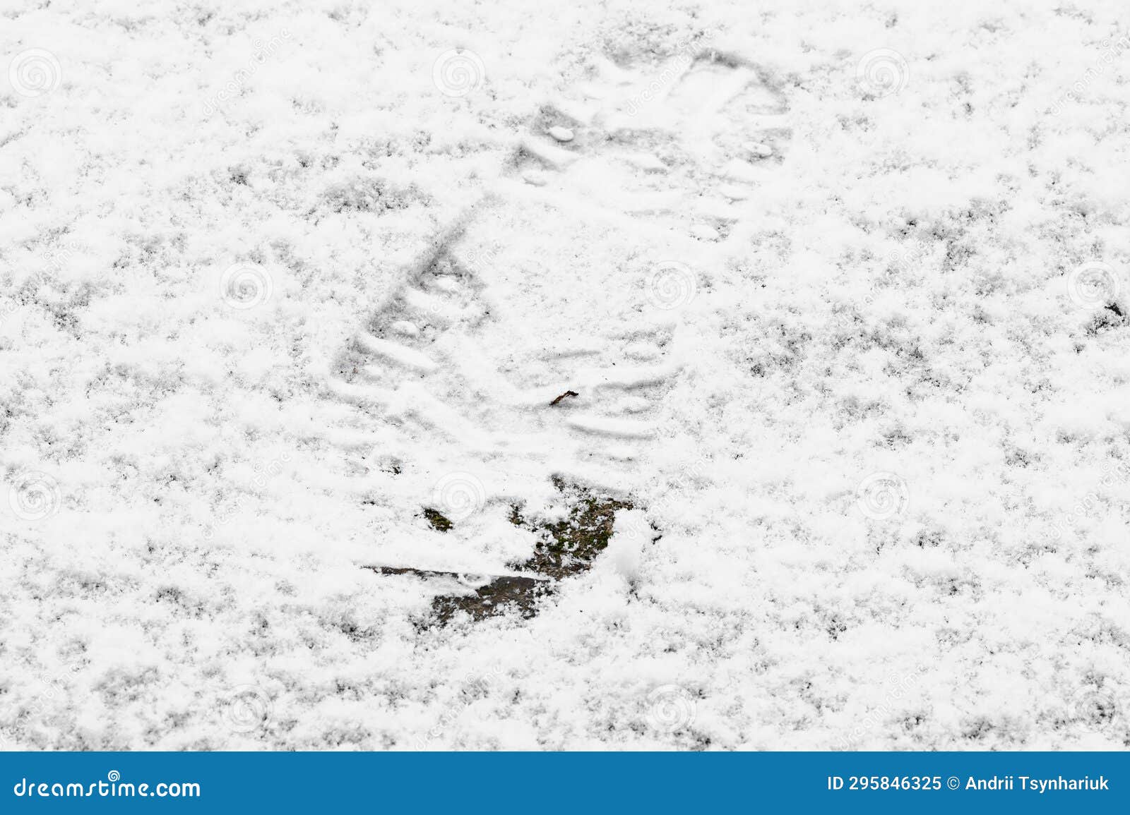 The Mark of a Mans Boot in the Snow Stock Image - Image of winter ...