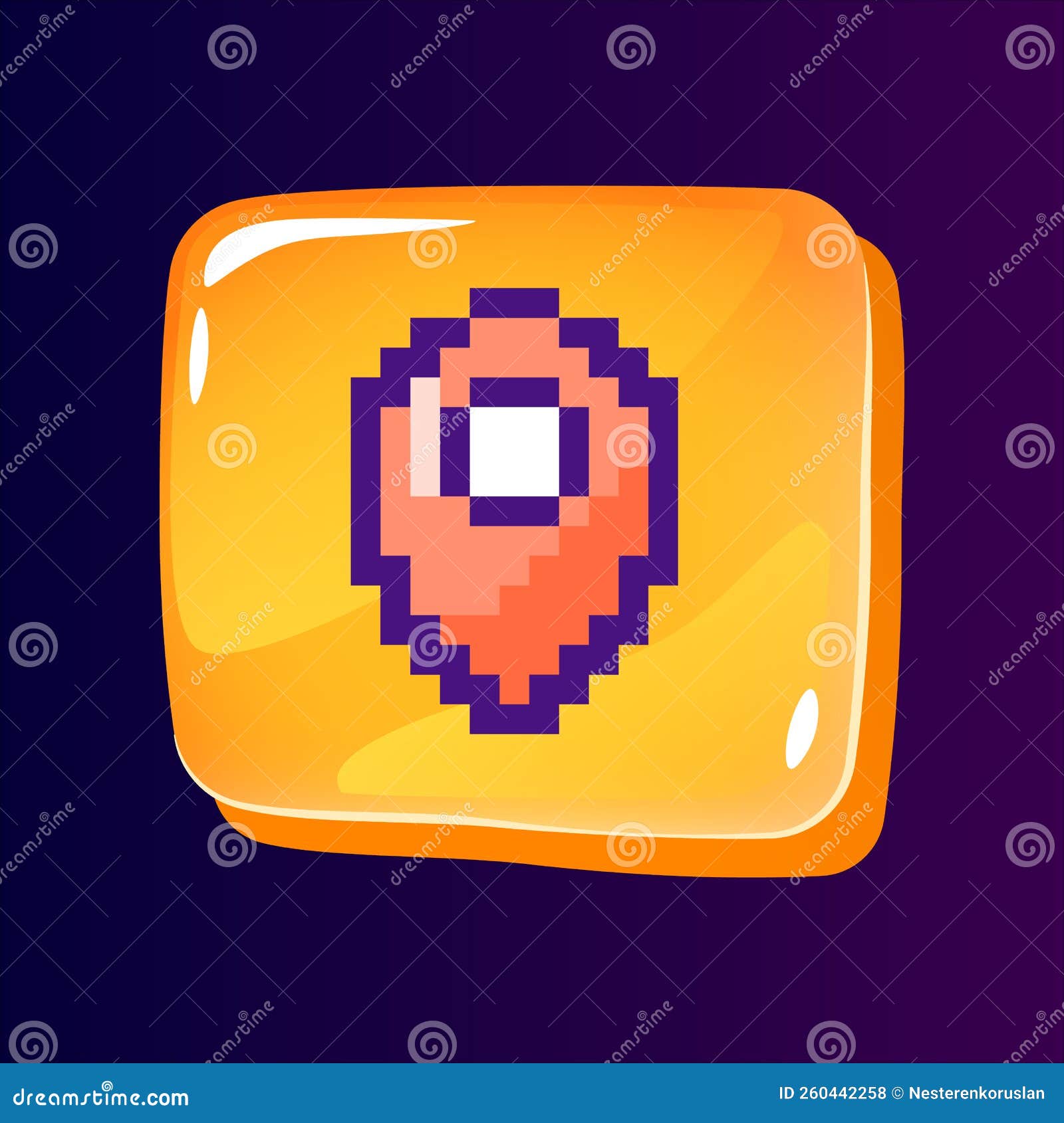 Mark on Map Glossy Ui Button with Pixelated Color Icon Stock Vector ...