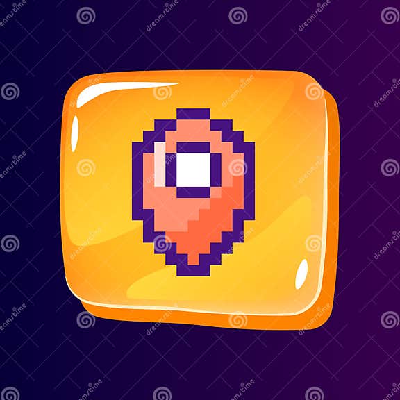 Mark on Map Glossy Ui Button with Pixelated Color Icon Stock Vector - Illustration of phone ...