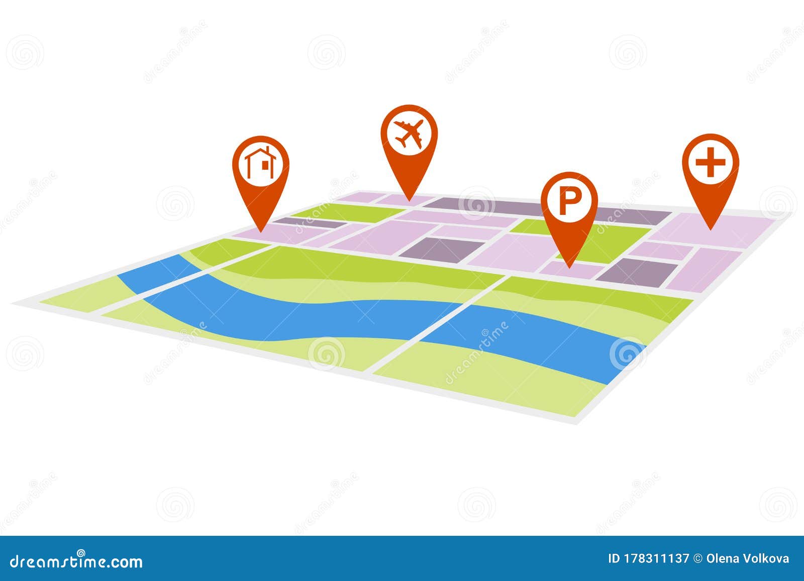 Mark On The Map Location Route To The Mark On The Map Vector
