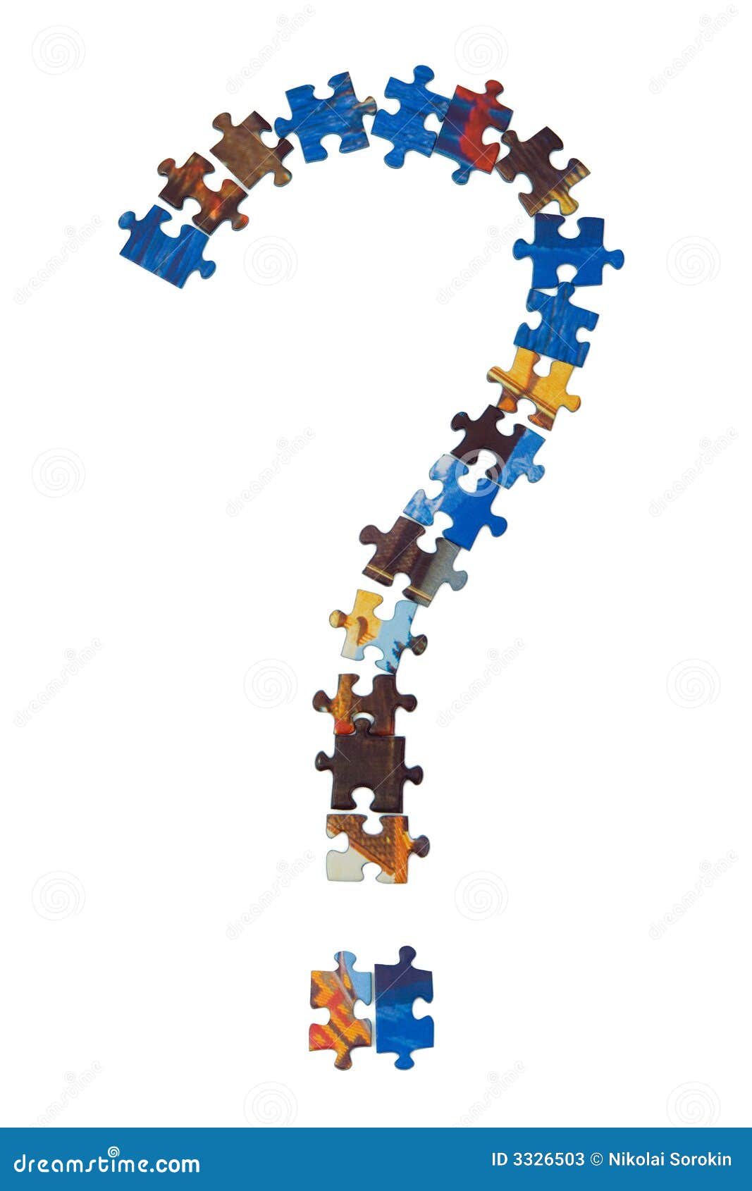 Mark from pieces of puzzle stock image. Image of piece - 3326503
