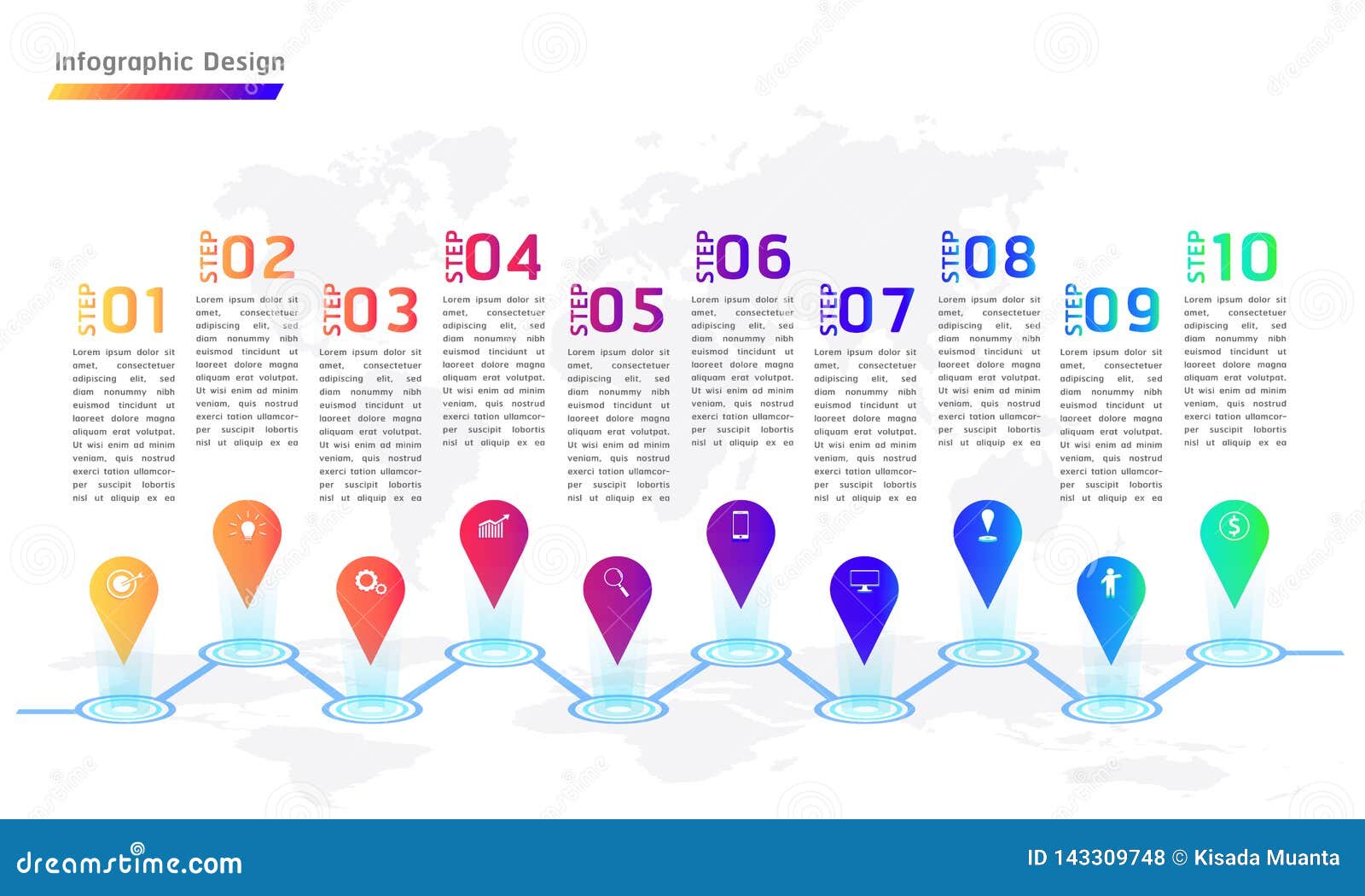 Mark Point Infographic Design 10 Steps Vector Illustration Eps10 Stock ...