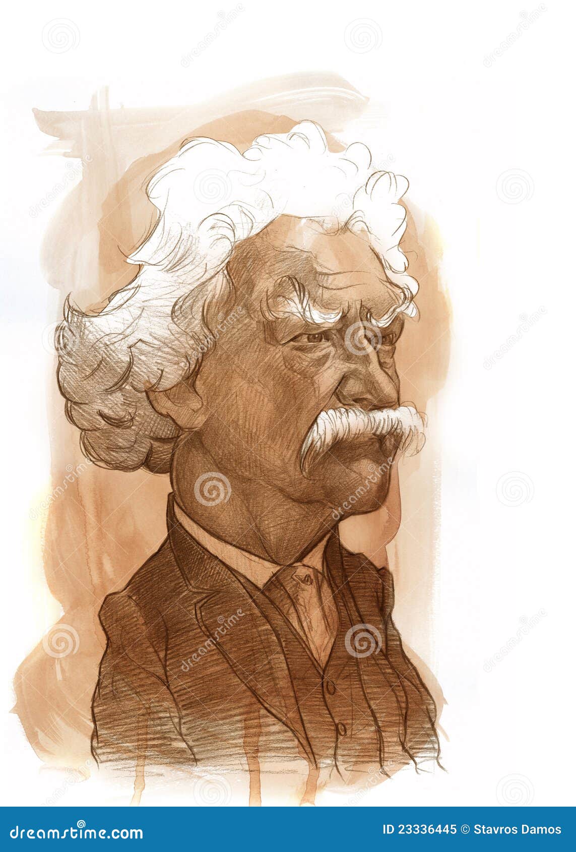Mark Twain Sketch editorial image. Illustration of celebrity - 23336445