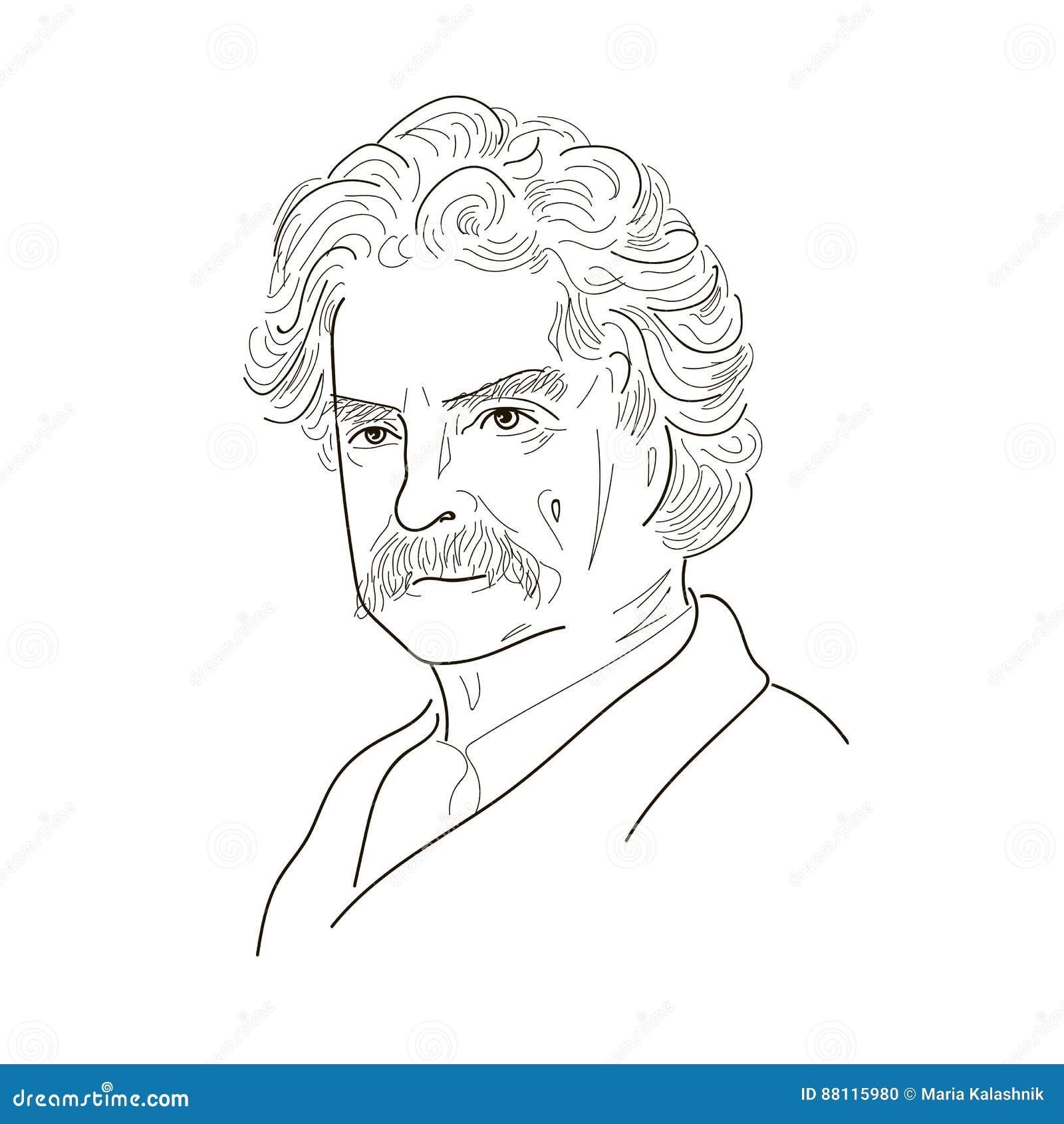 Mark Twain. Sketch stock vector. Illustration of literature - 88115980