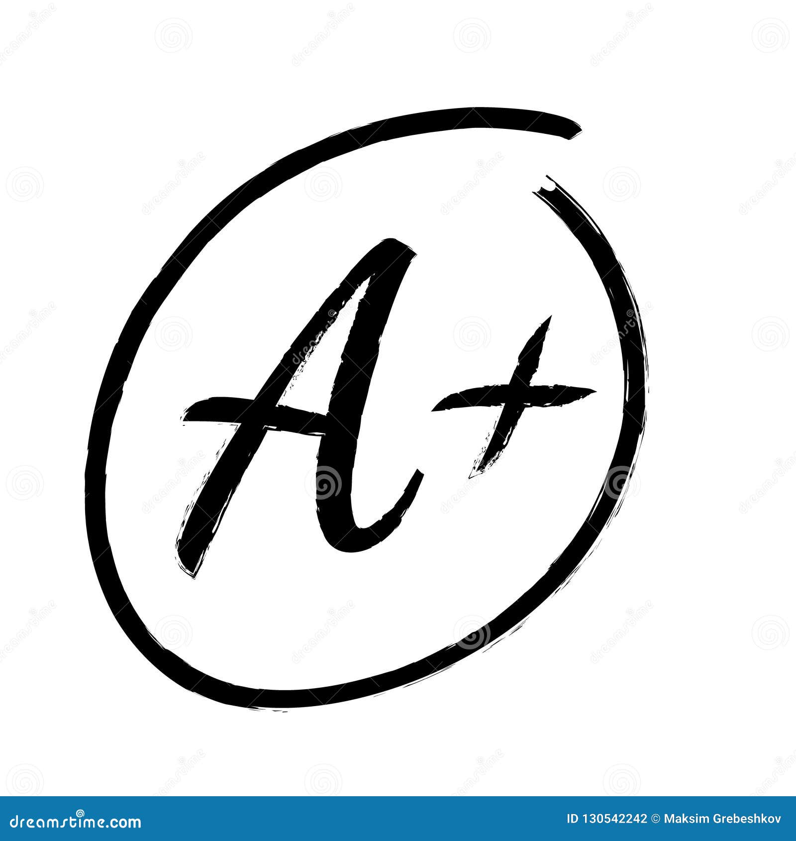 Set Icon. Grade Result A Plus, Minus. Hand Drawn Vector Sing In Red ...