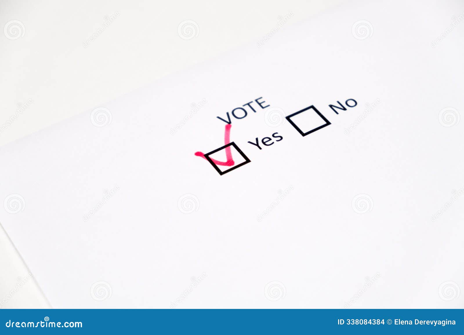 Mark Yes in Vote Checkbox with Red on Checklist on White Paper Stock ...