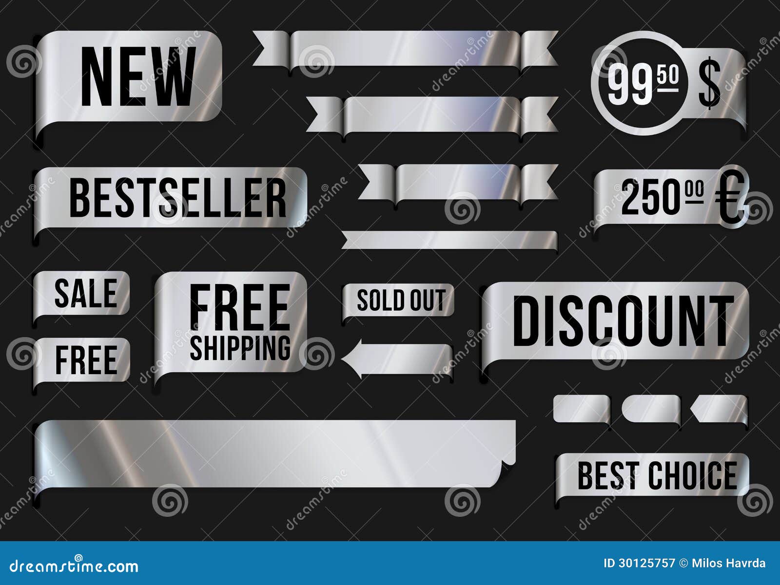 Metallic Labels and Ribbons Stock Vector - Illustration of price ...