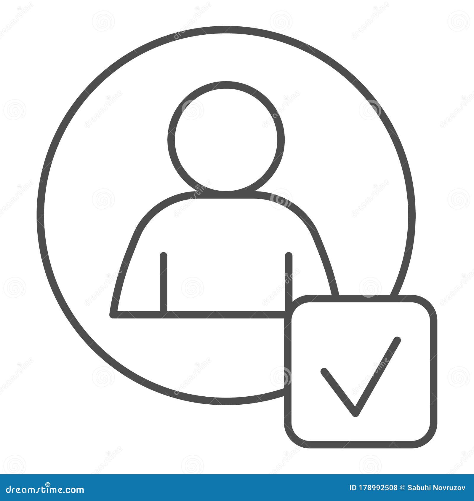 Marked Application Form Thin Line Icon. Candidate in Round Shape and ...