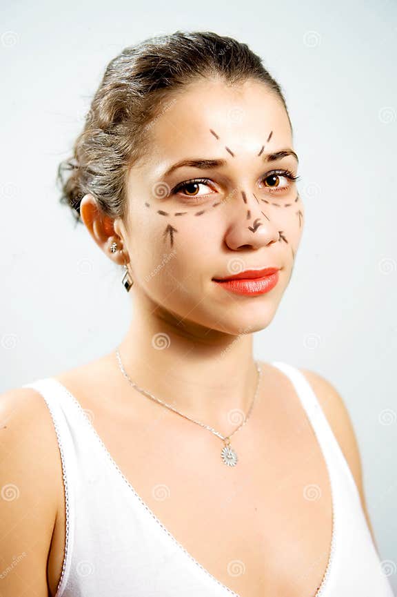Marked Face for Cosmetic Surgery Stock Photo - Image of facial, exam ...