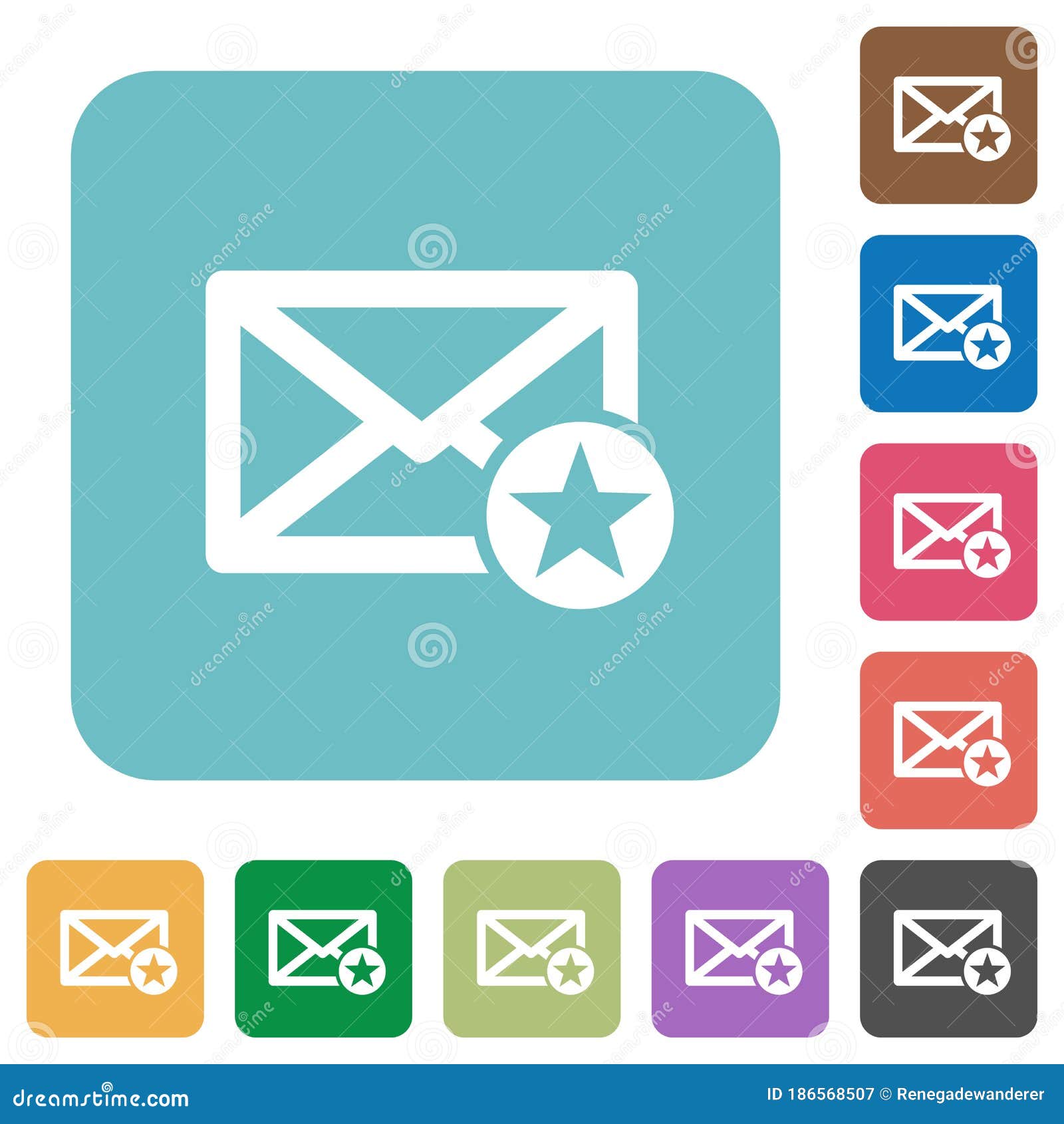 Marked Mail Square Flat Icons Stock Vector - Illustration of marked ...