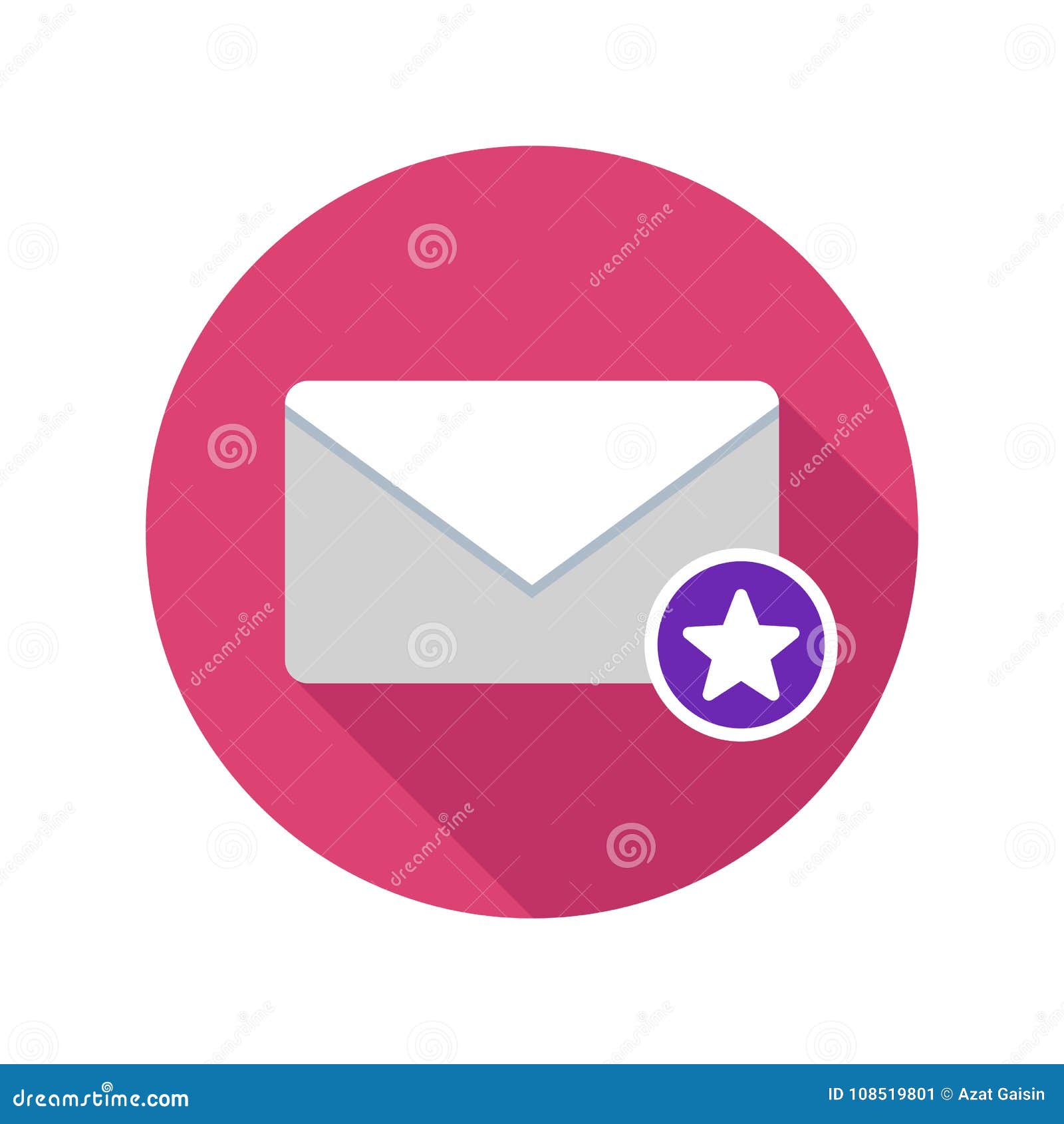 Marked Mail Icon. Email Icon with Long Shadow Stock Vector ...