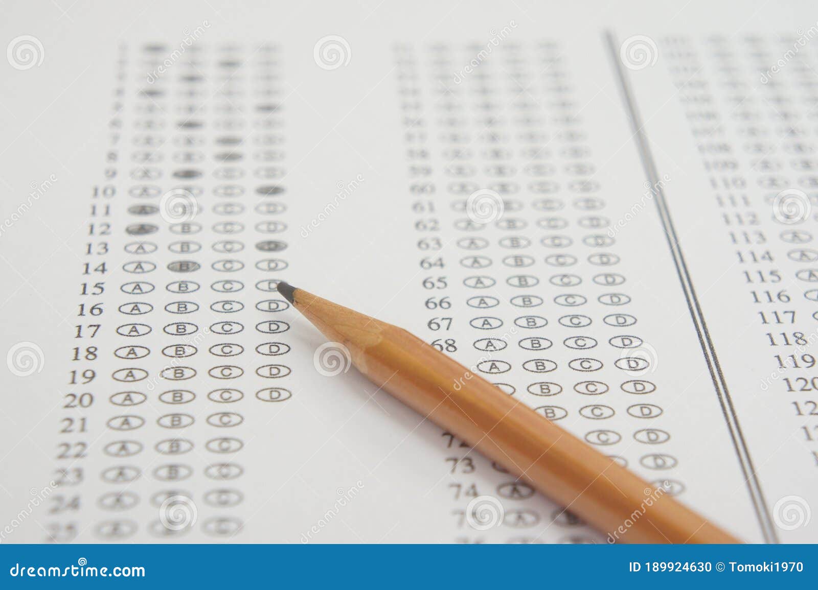 Marked Optical Answer Sheet Stock Photo - Image of pencil, survey ...