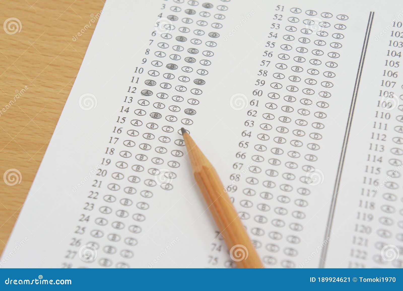 Marked Optical Answer Sheet Stock Image - Image of choice, recognition ...