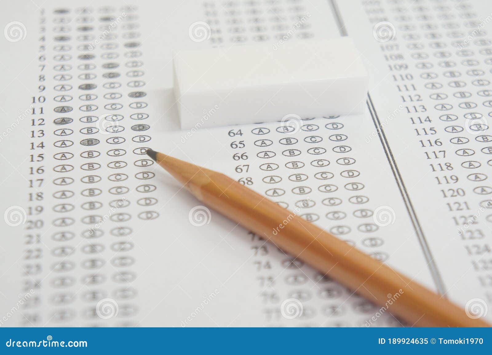 Marked Optical Answer Sheet Stock Image - Image of optical, recognition ...