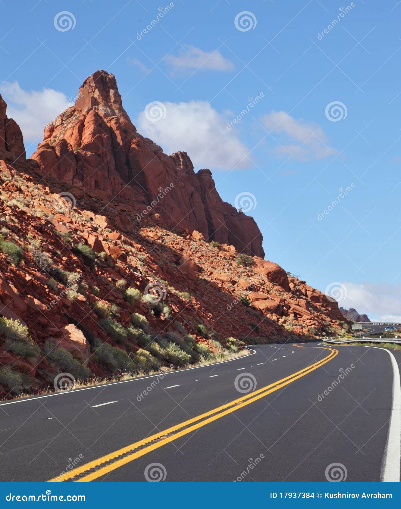 The Marked Road Passes between Rocks Stock Photo - Image of speed ...