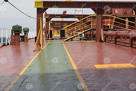 Marked Walkway on Deck of a Ship Stock Image - Image of walkway, follow ...