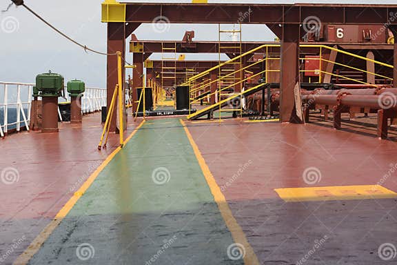 Marked Walkway on Deck of a Ship Stock Image - Image of walkway, follow ...