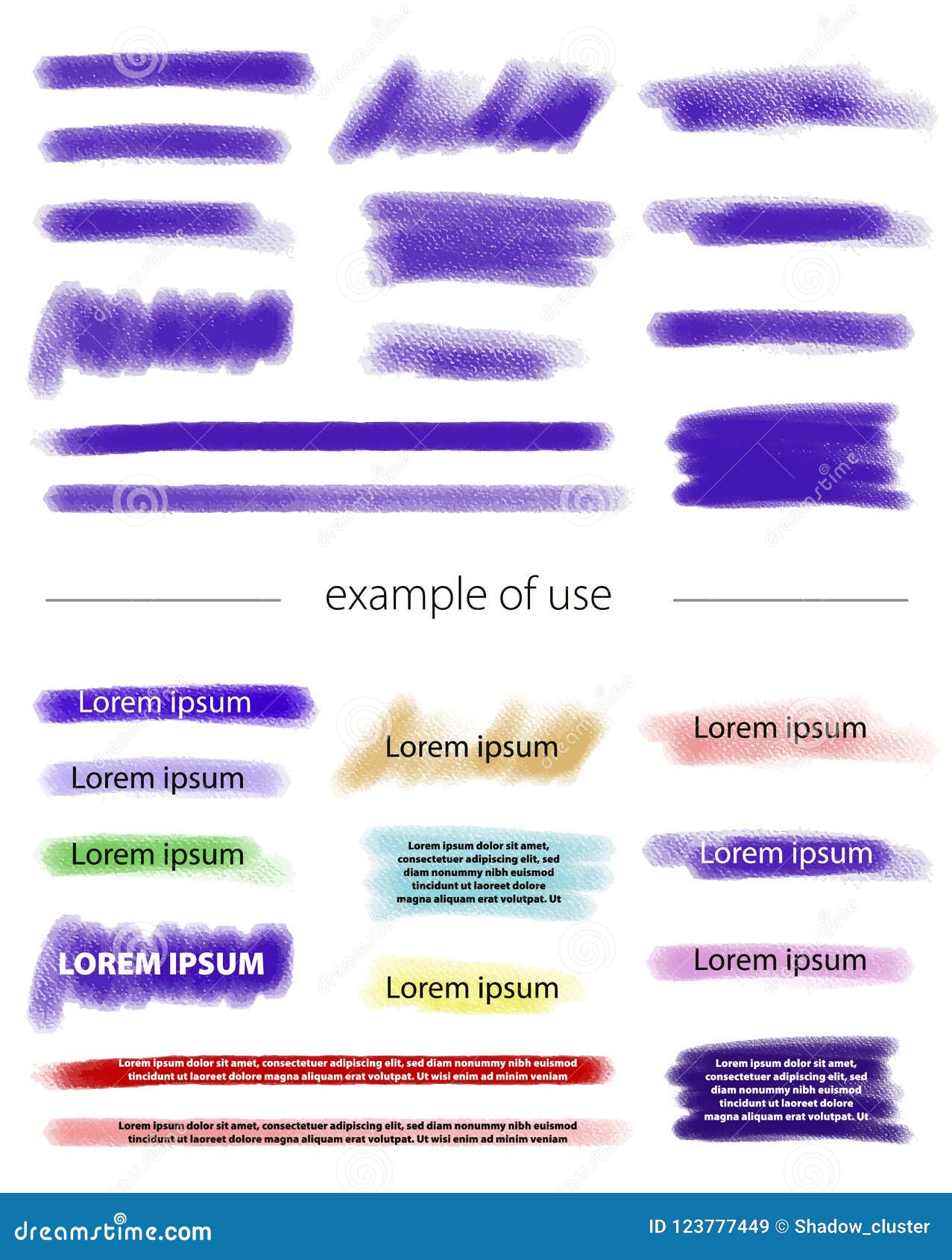 Marker and Brush Strokes for Highlighting Text Stock Vector ...