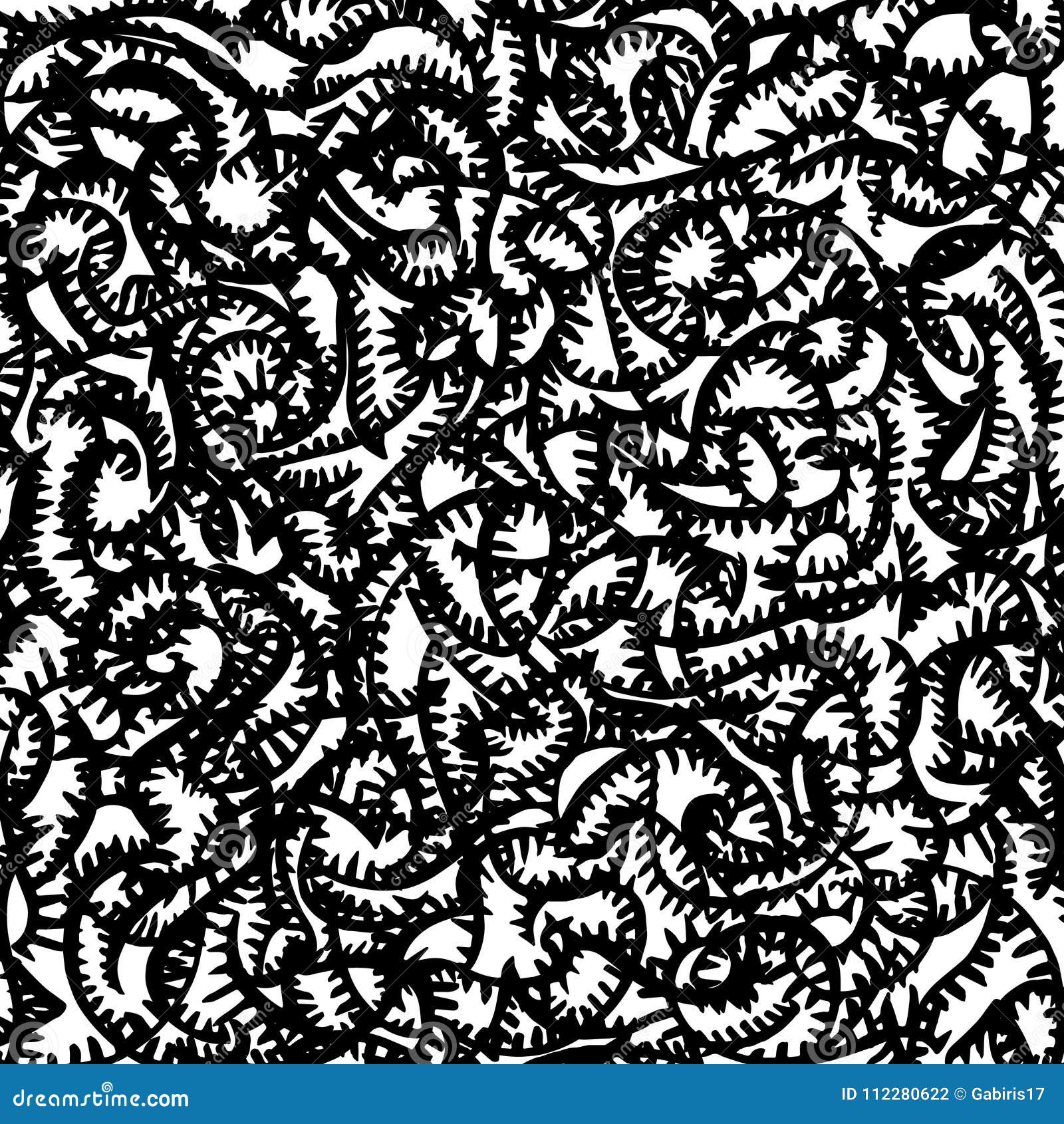 Marker Drawn, Contorted, Curving Shapes Overlapping, Forming Modern ...