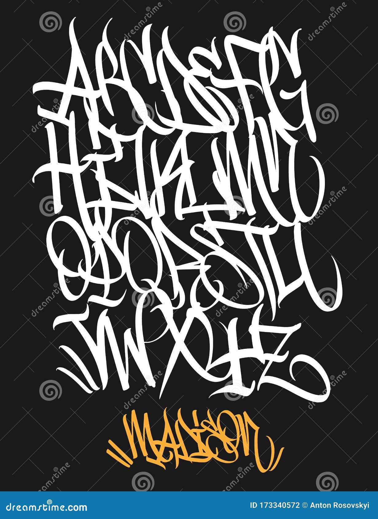 Marker Graffiti Font, Handwritten Typography Vector Illustration ...