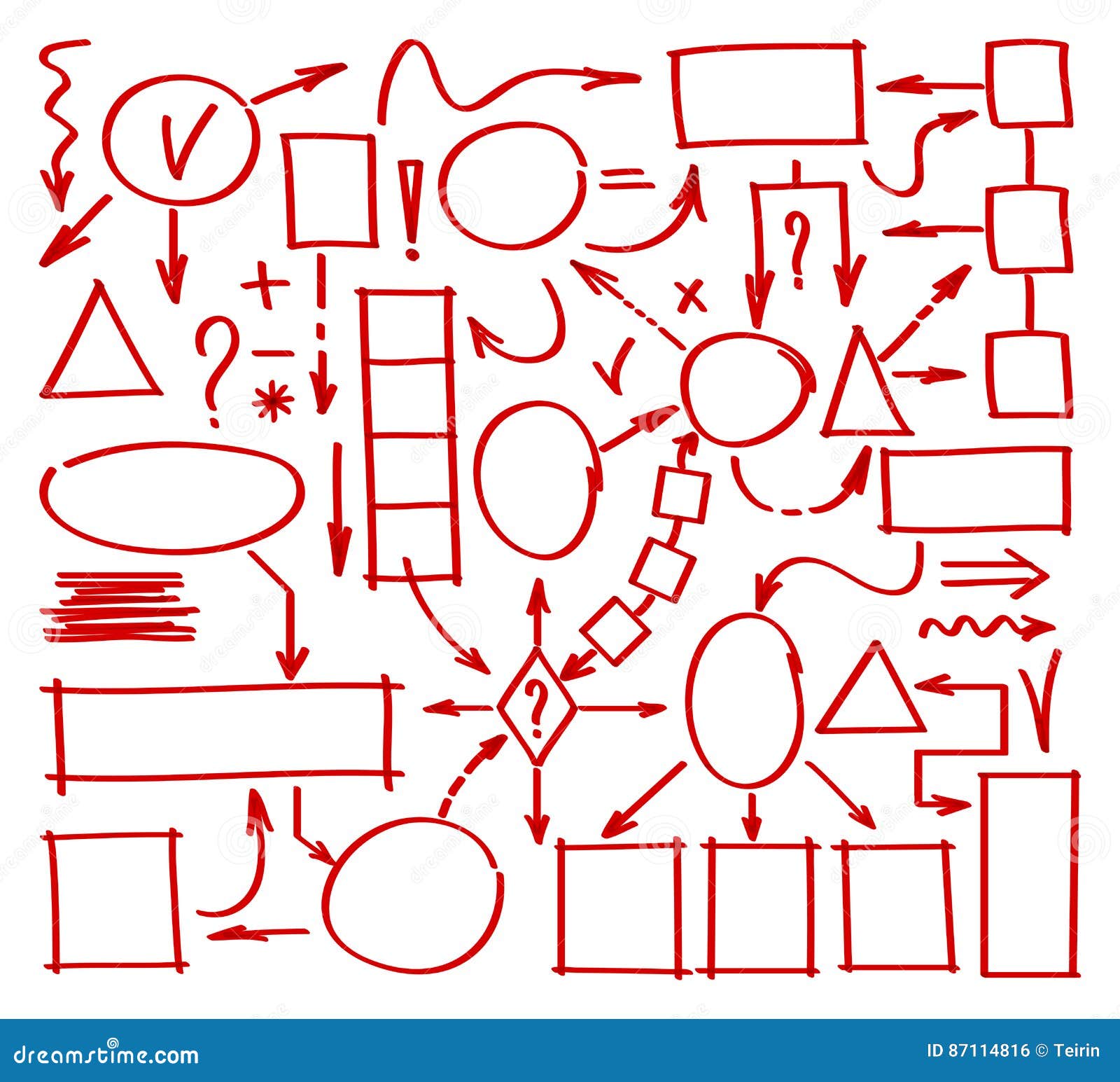 Marker Hand Drawn Chart. Mind Map Doodle Elements Stock Image ...