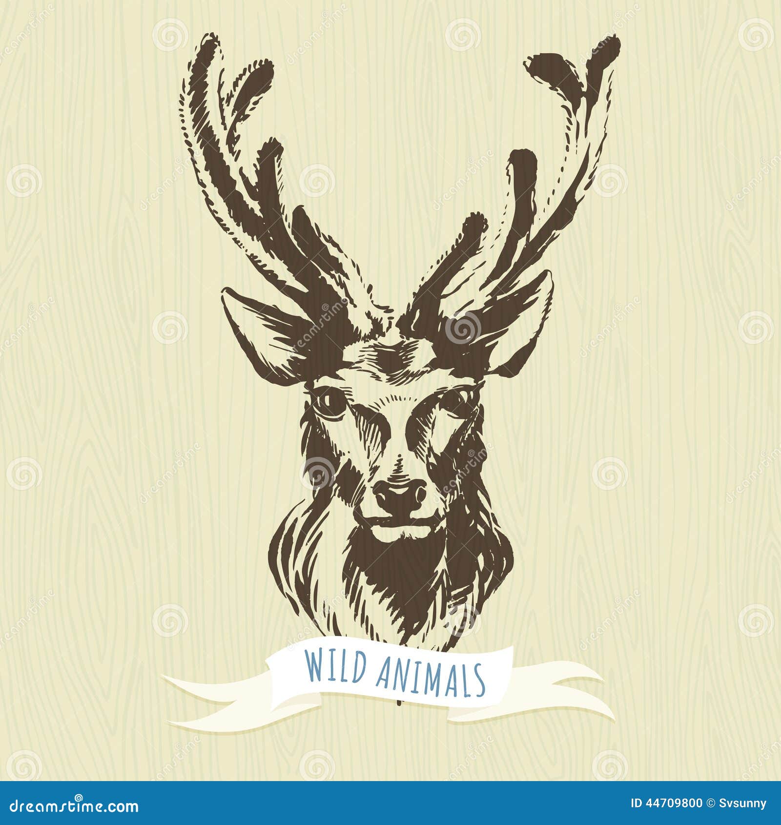 Marker Hand-drawn Forest Animals: Deer Stock Vector - Illustration of ...